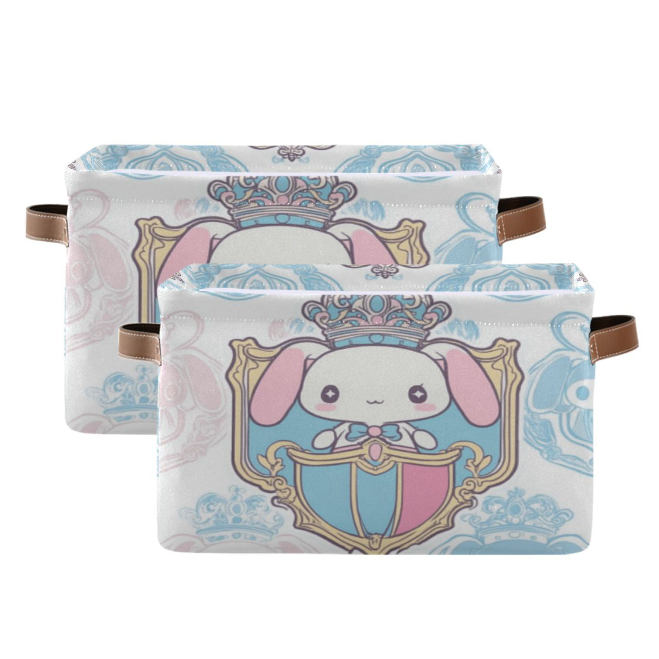 2 Pack Storage Bins with Handle Fabric Organizer Basket Foldable Box ...