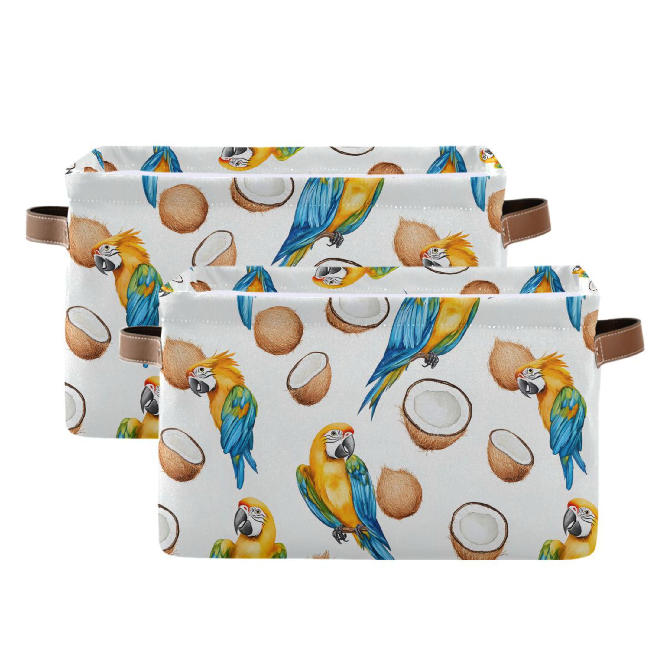 2 Pack Storage Bins with Handle Fabric Organizer Basket Foldable Box ...