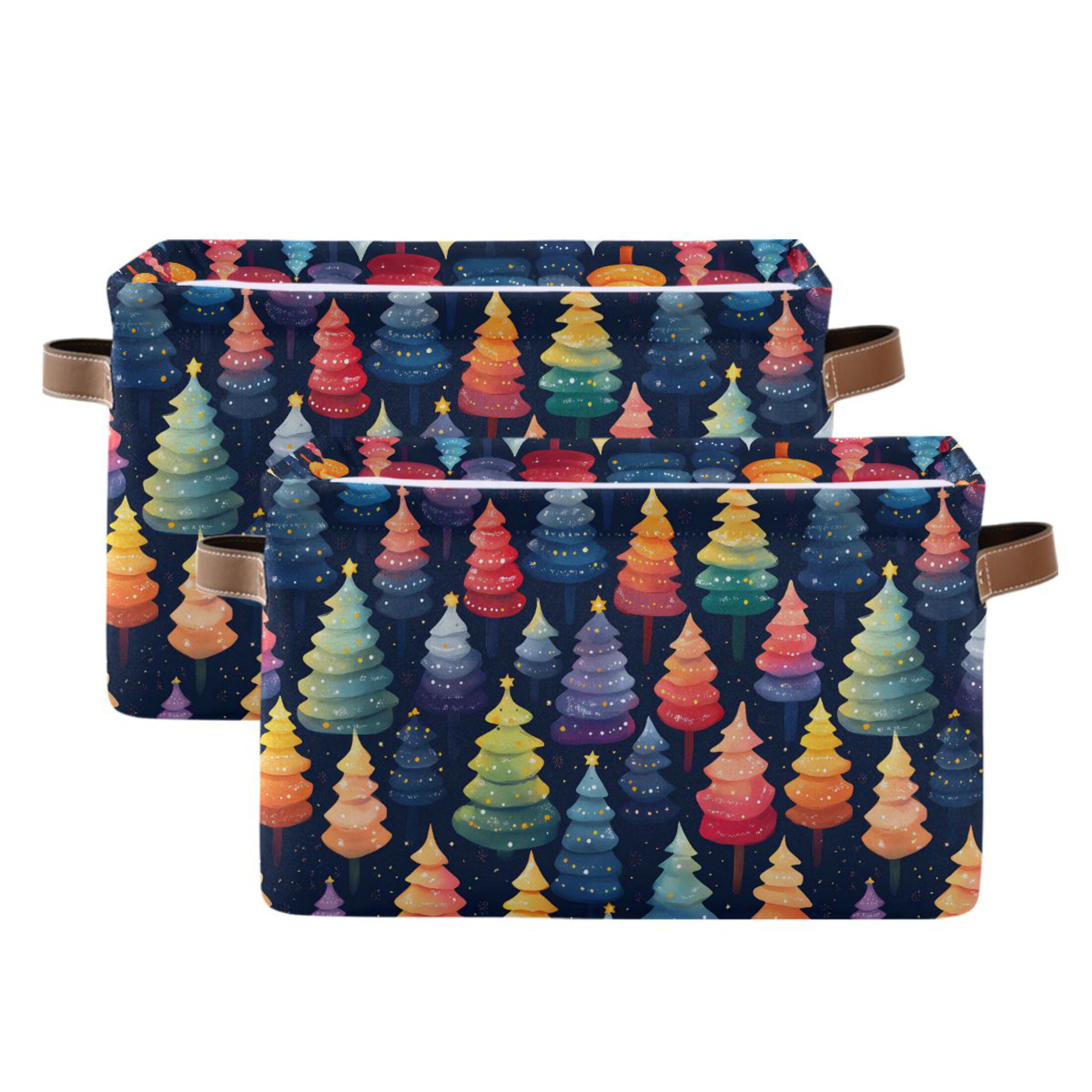 2 Pack Storage Bins with Handle Fabric Organizer Basket Foldable Box ...