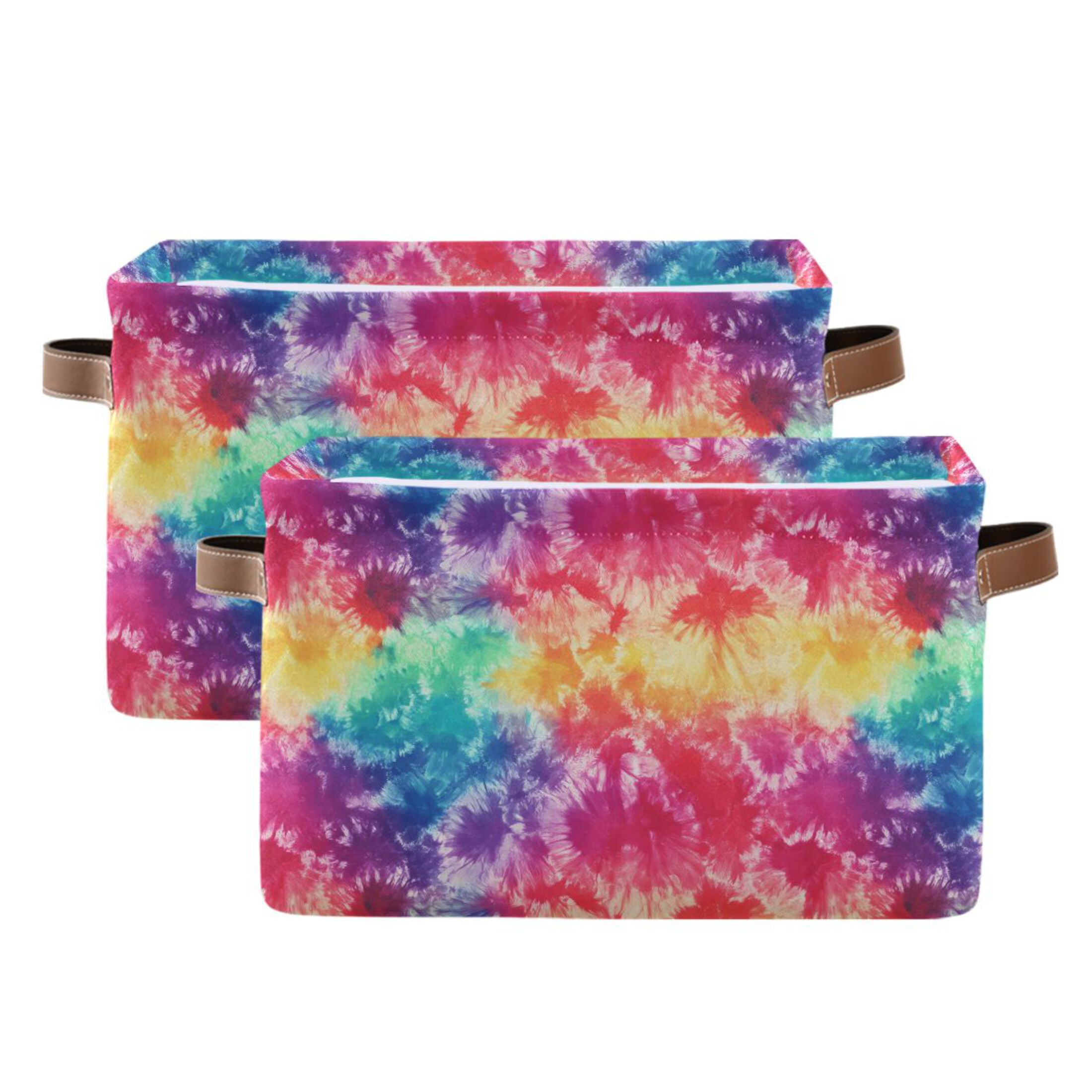 2 Pack Storage Bins with Handle Fabric Organizer Basket Foldable Box ...