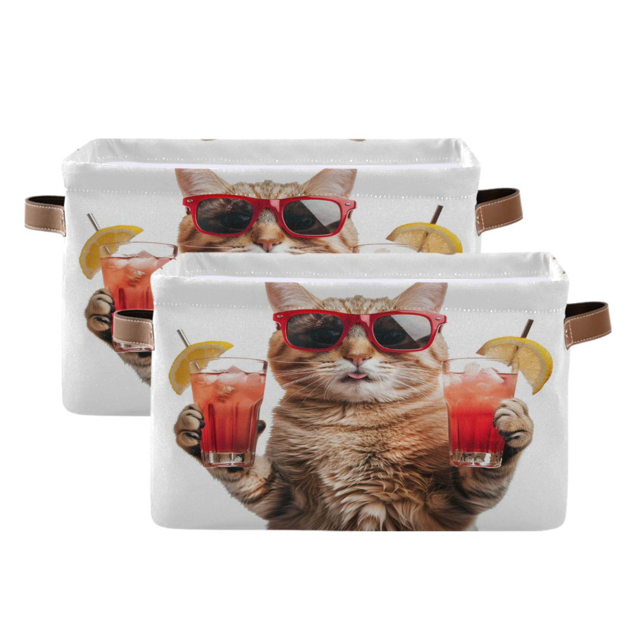 2 Pack Storage Bins with Handle Fabric Organizer Basket Foldable Box ...