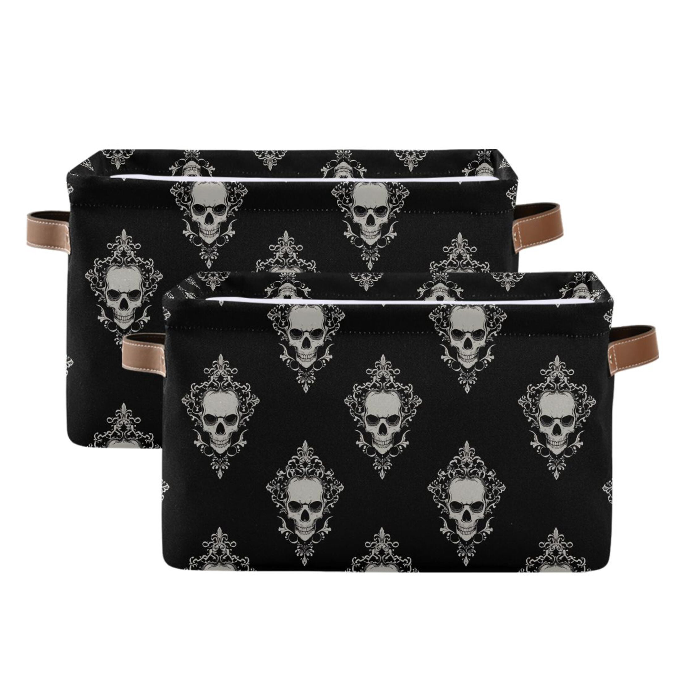2 Pack Storage Bins with Handle Fabric Organizer Basket Foldable Box ...