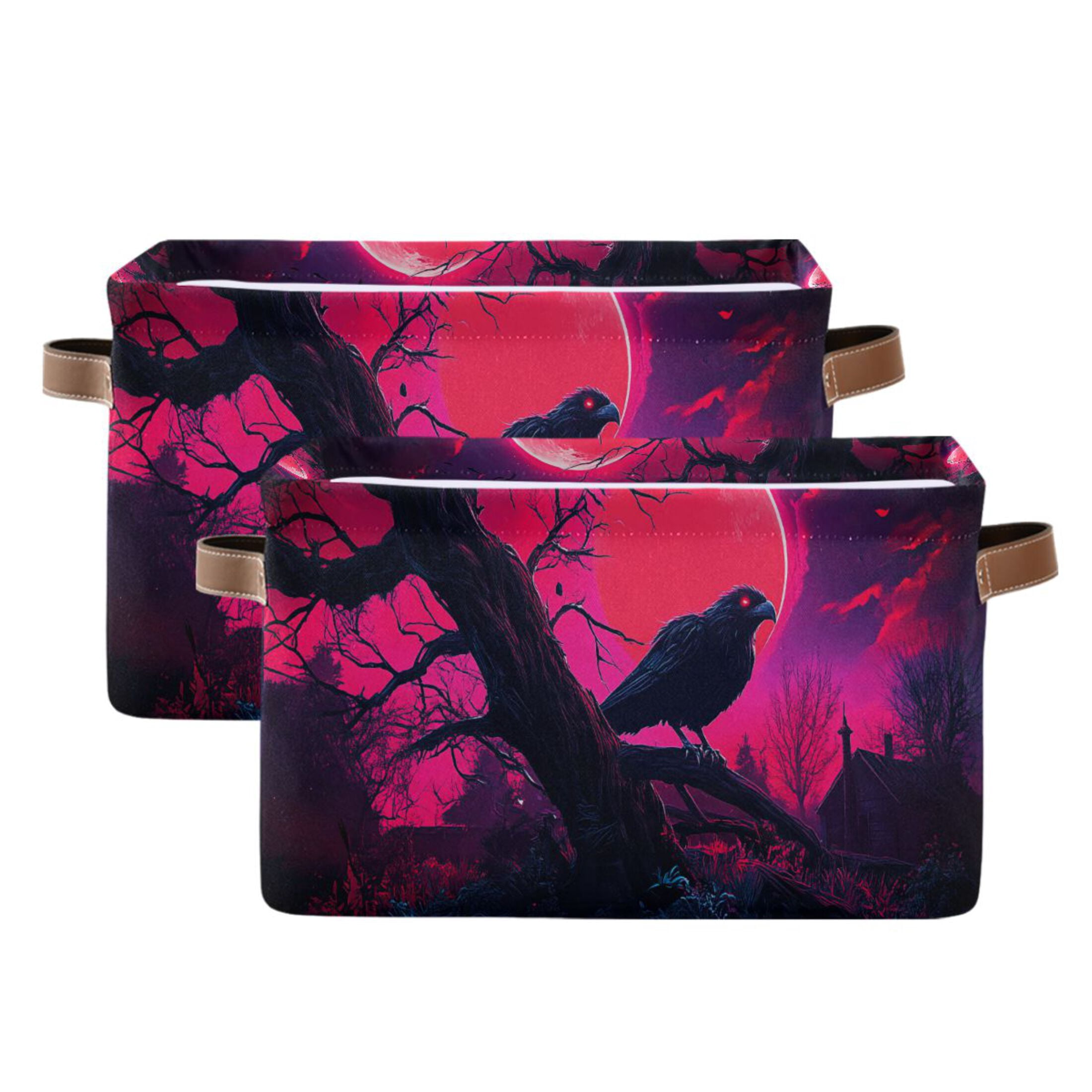 2 Pack Storage Bins with Handle Fabric Organizer Basket Foldable Box ...