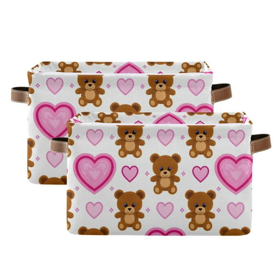 2 Pack Storage Bins with Handle Fabric Organizer Basket Foldable Box ...