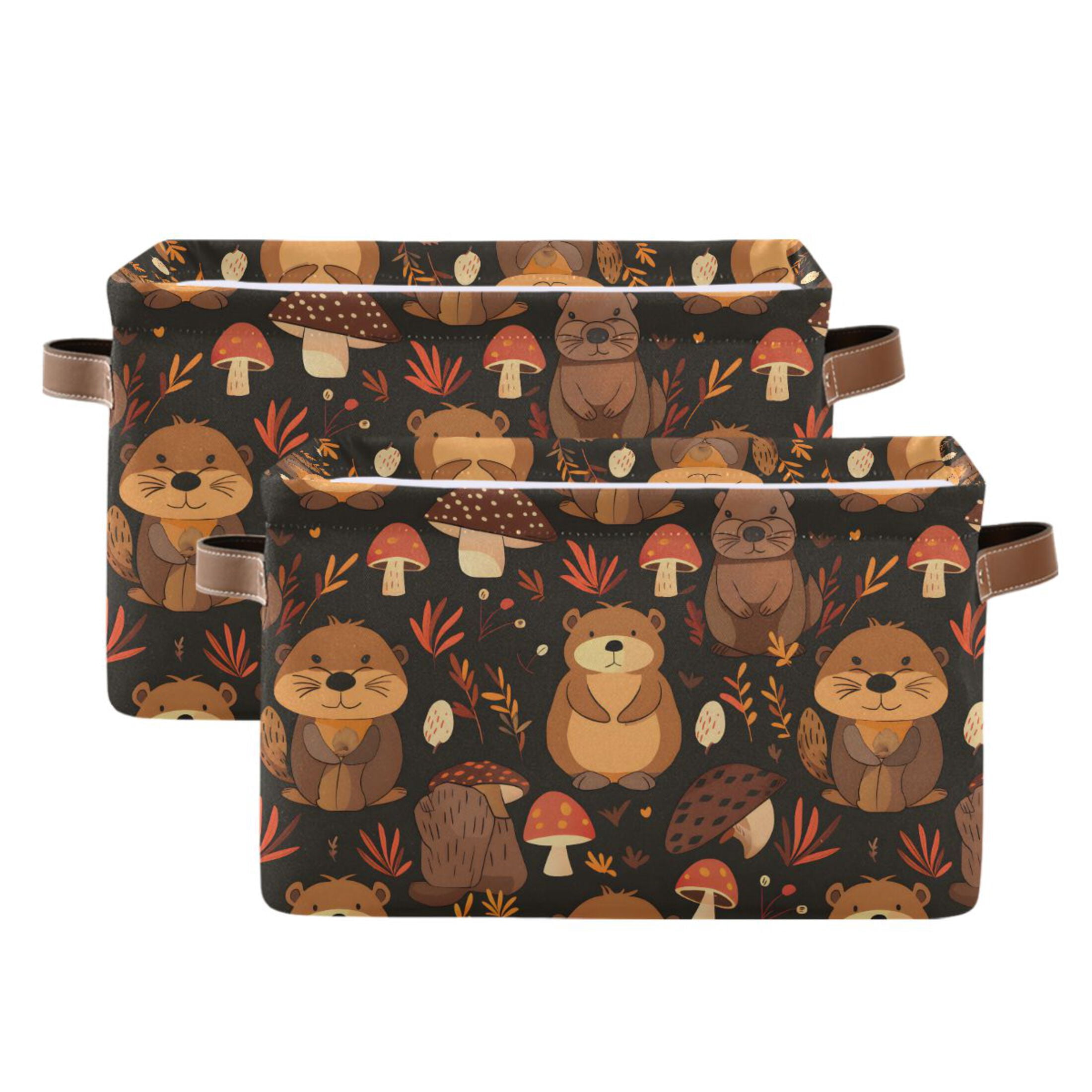 2 Pack Storage Bins with Handle Fabric Organizer Basket Foldable Box ...