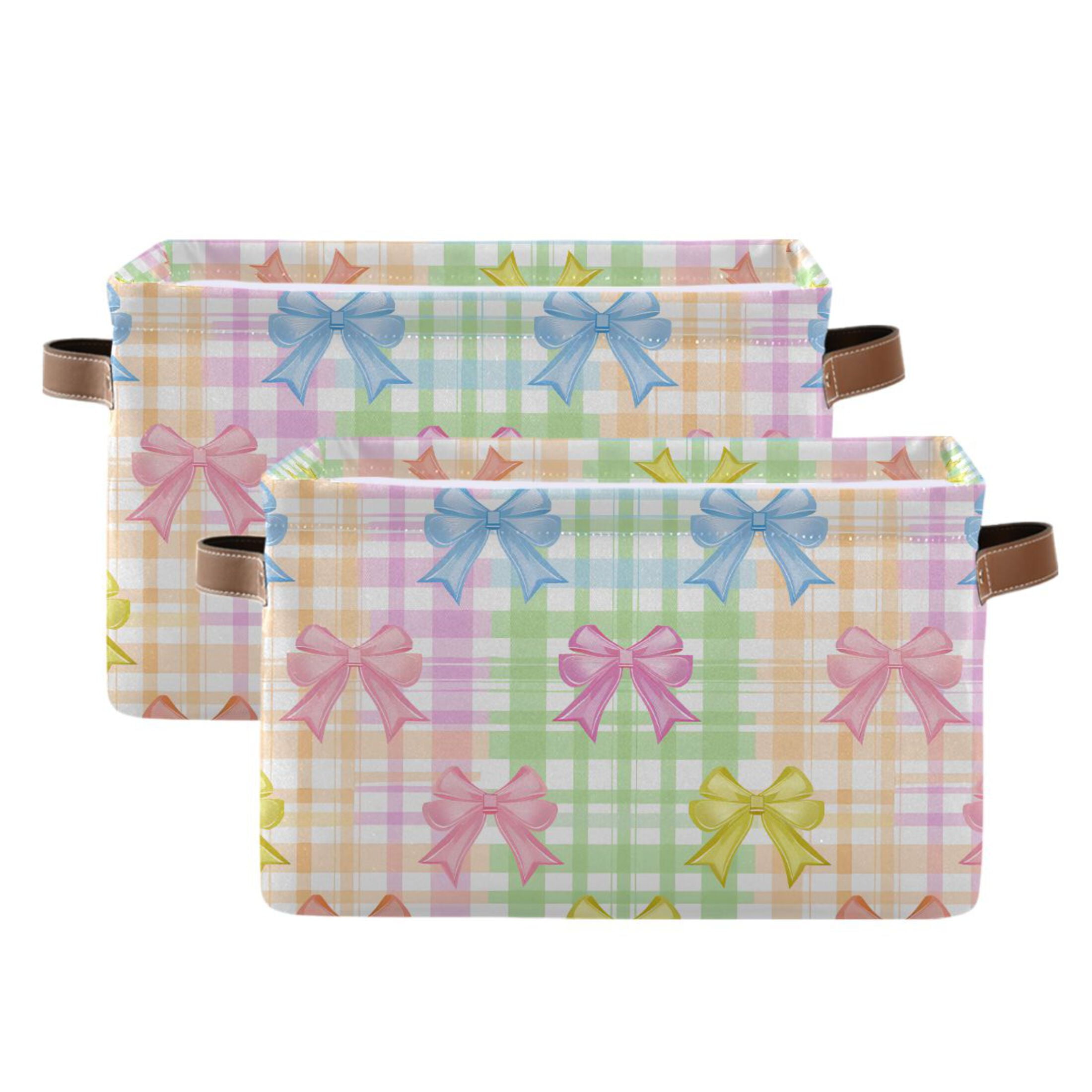 2 Pack Storage Bins with Handle Fabric Organizer Basket Foldable Box ...