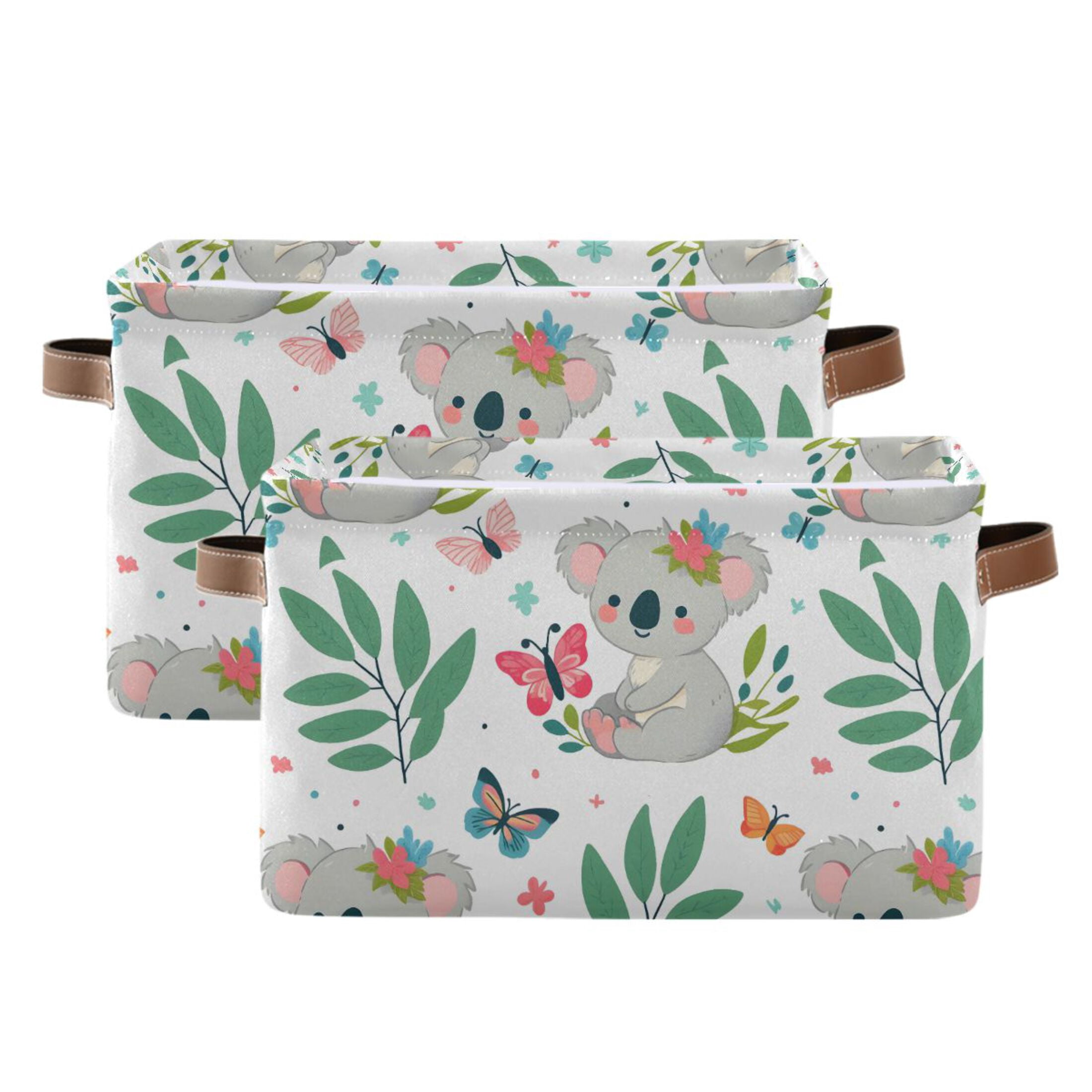 2 Pack Storage Bins with Handle Fabric Organizer Basket Foldable Box ...