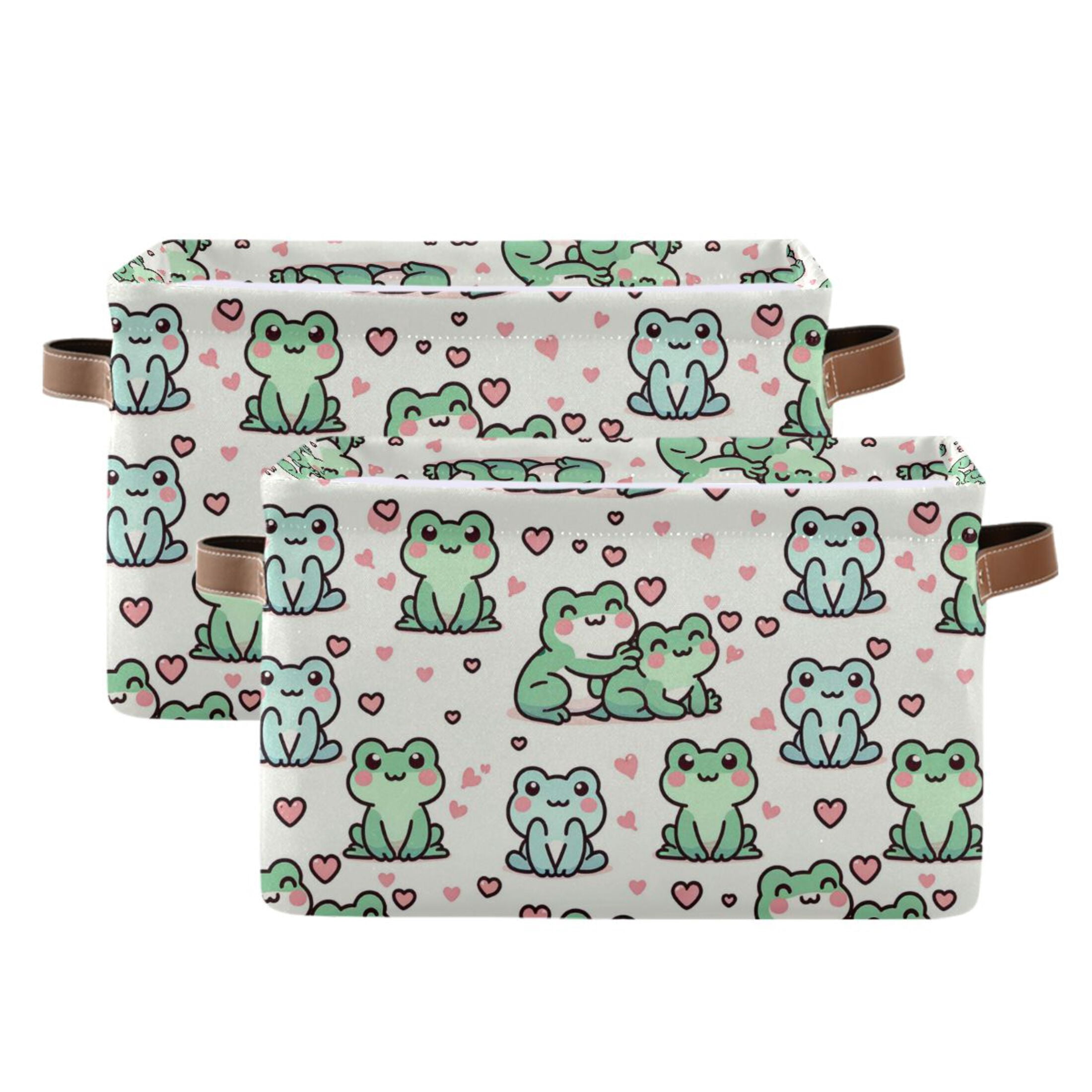 2 Pack Storage Bins with Handle Fabric Organizer Basket Foldable Box ...