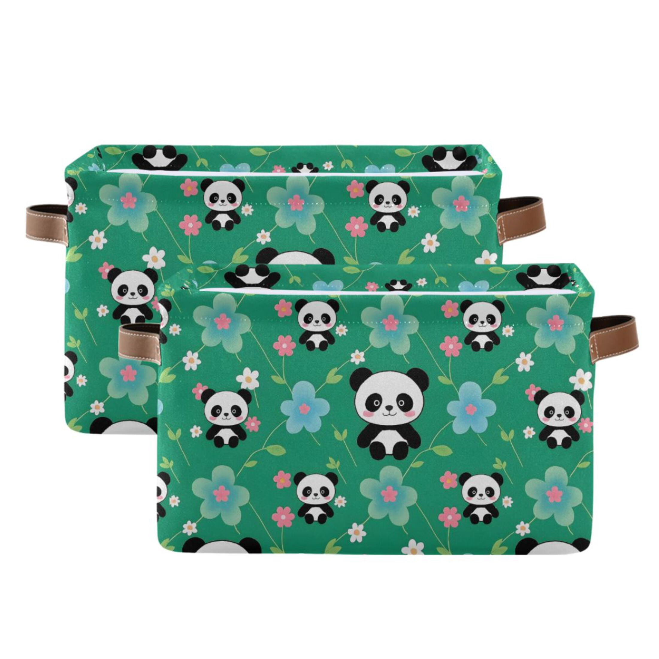 2 Pack Storage Bins with Handle Fabric Organizer Basket Foldable Box ...
