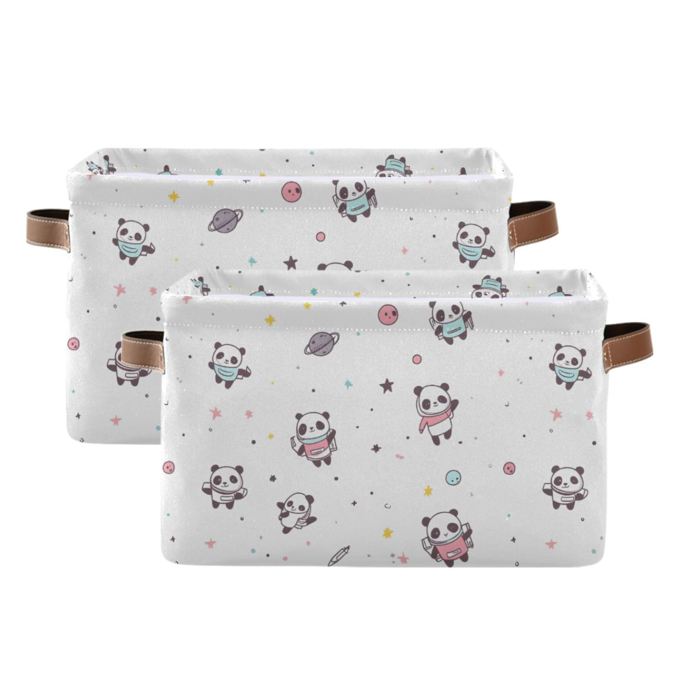 2 Pack Storage Bins with Handle Fabric Organizer Basket Foldable Box ...
