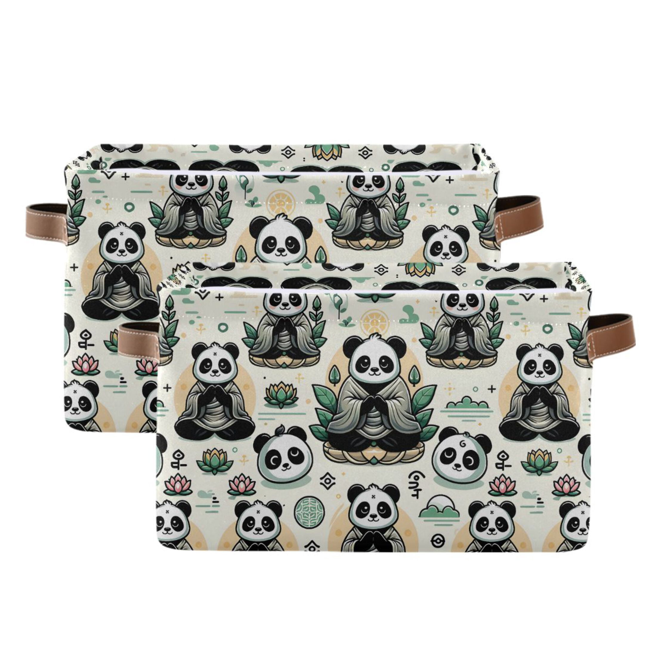 2 Pack Storage Bins with Handle Fabric Organizer Basket Foldable Box ...