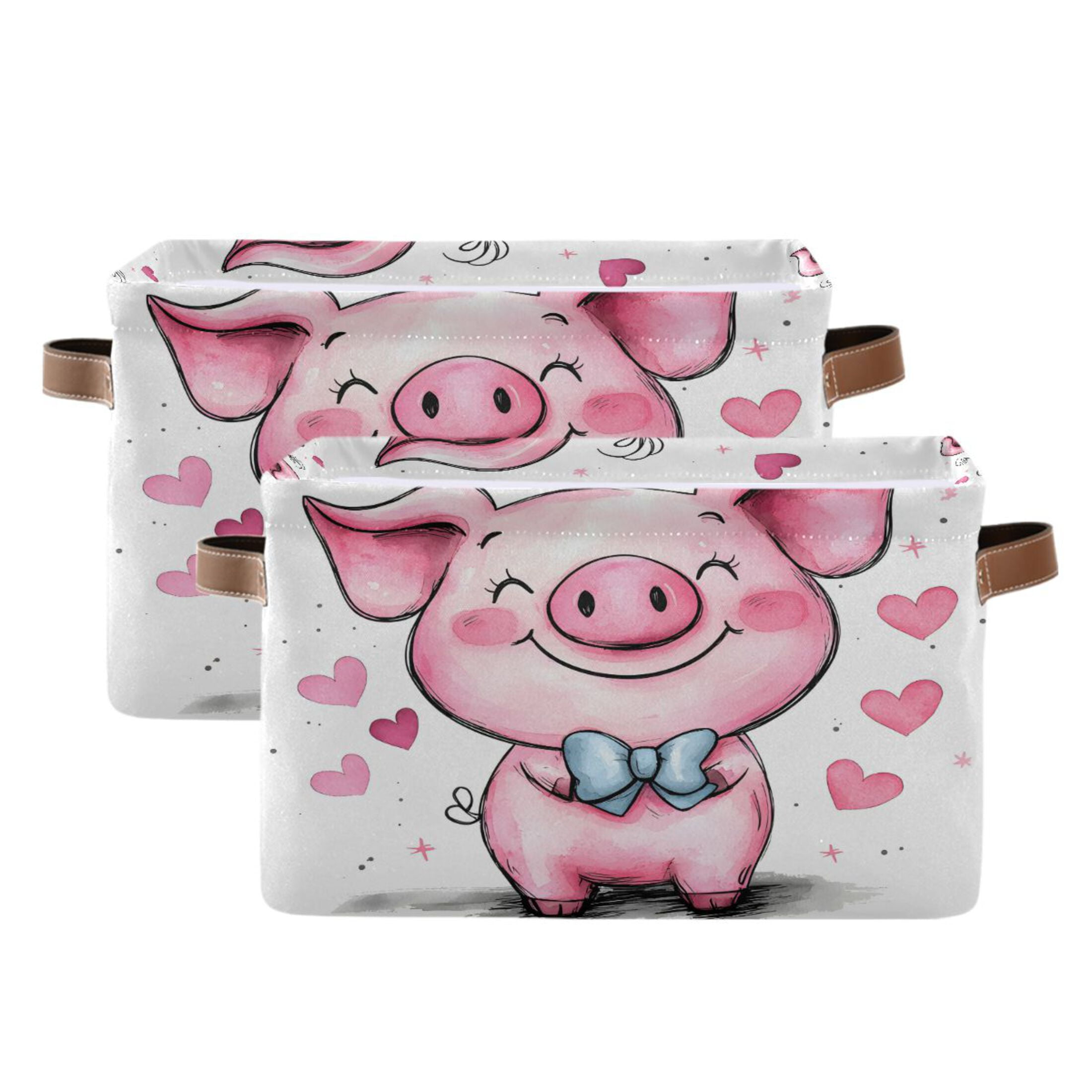 2 Pack Storage Bins with Handle Fabric Organizer Basket Foldable Box ...