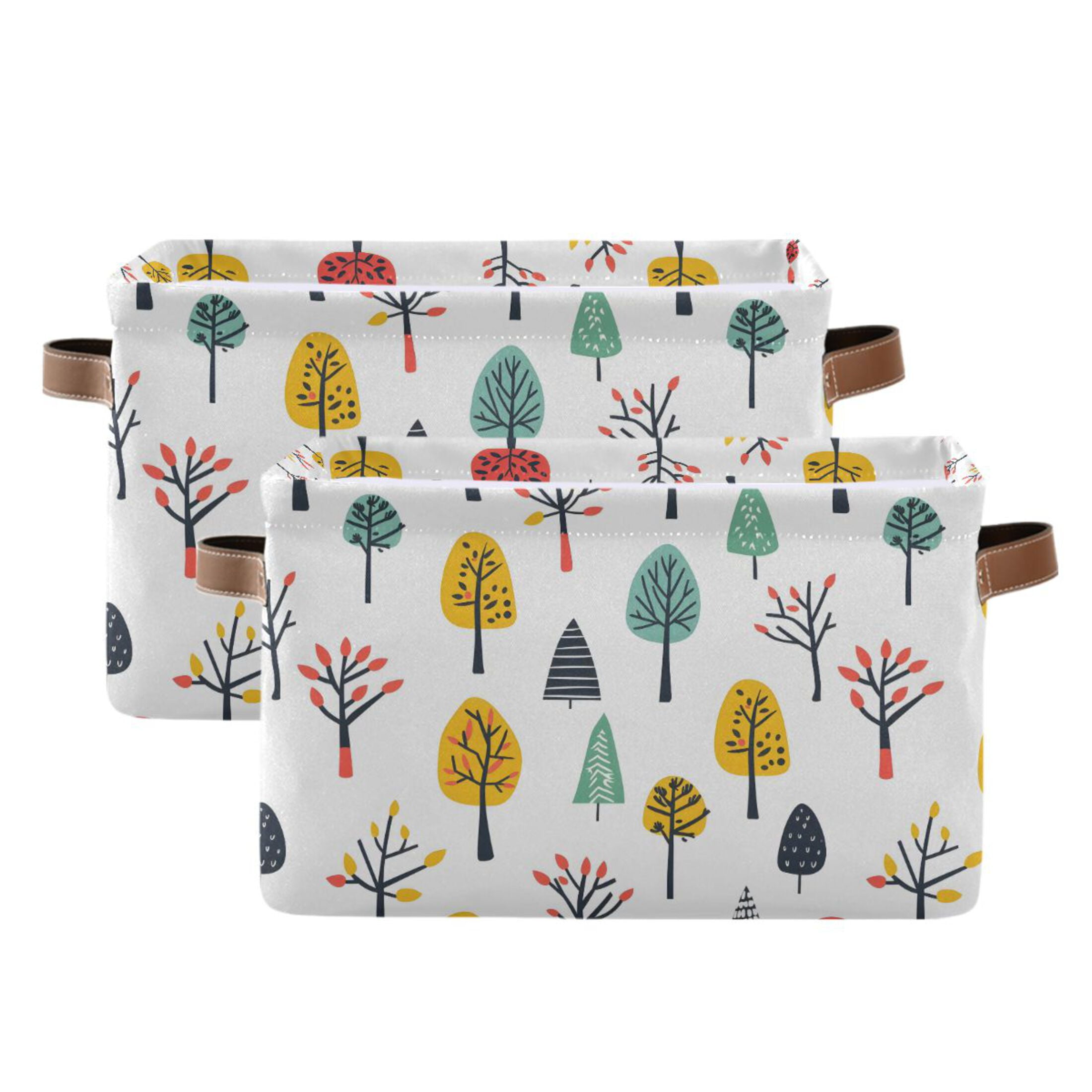 2 Pack Storage Bins with Handle Fabric Organizer Basket Foldable Box ...