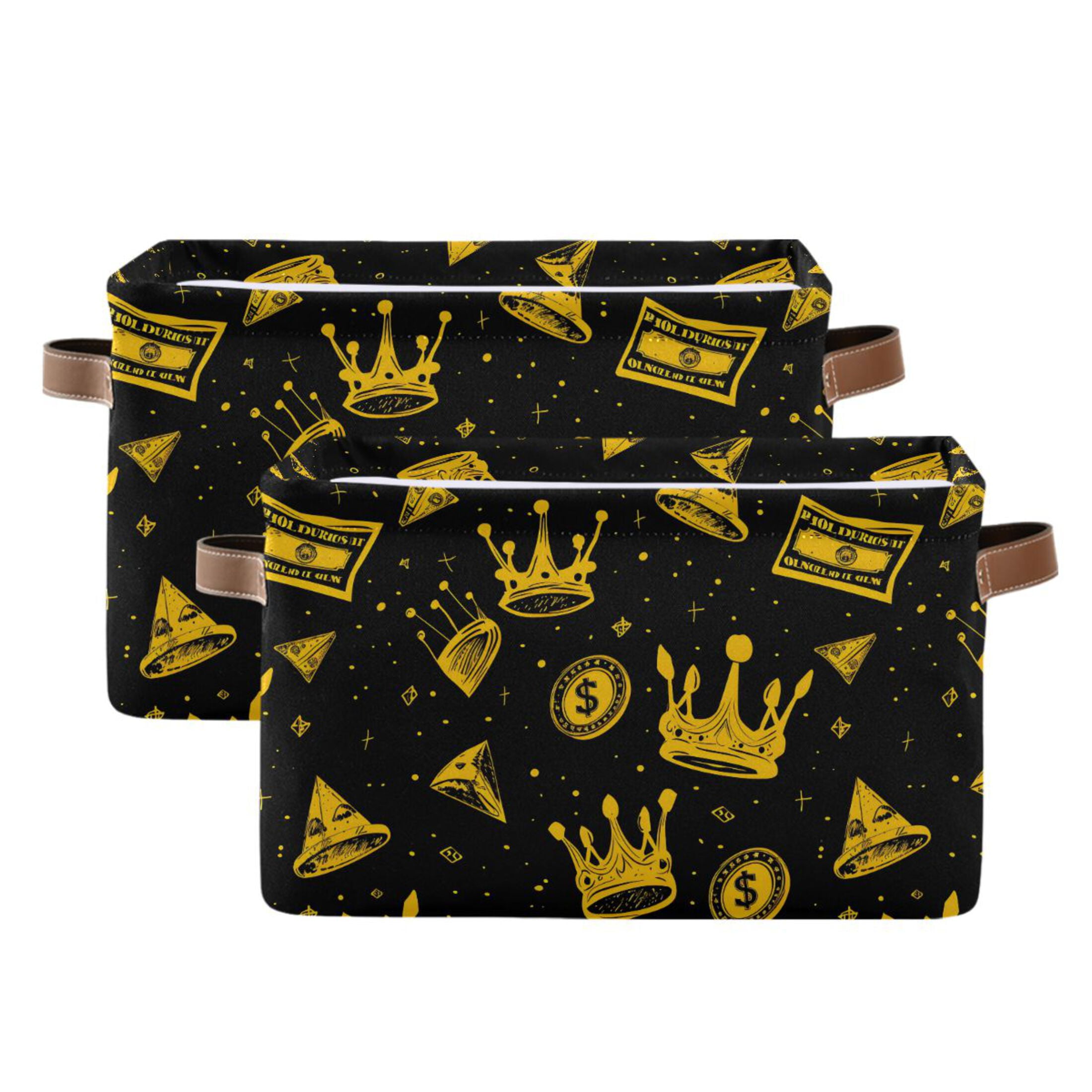 2 Pack Storage Bins with Handle Fabric Organizer Basket Foldable Box ...