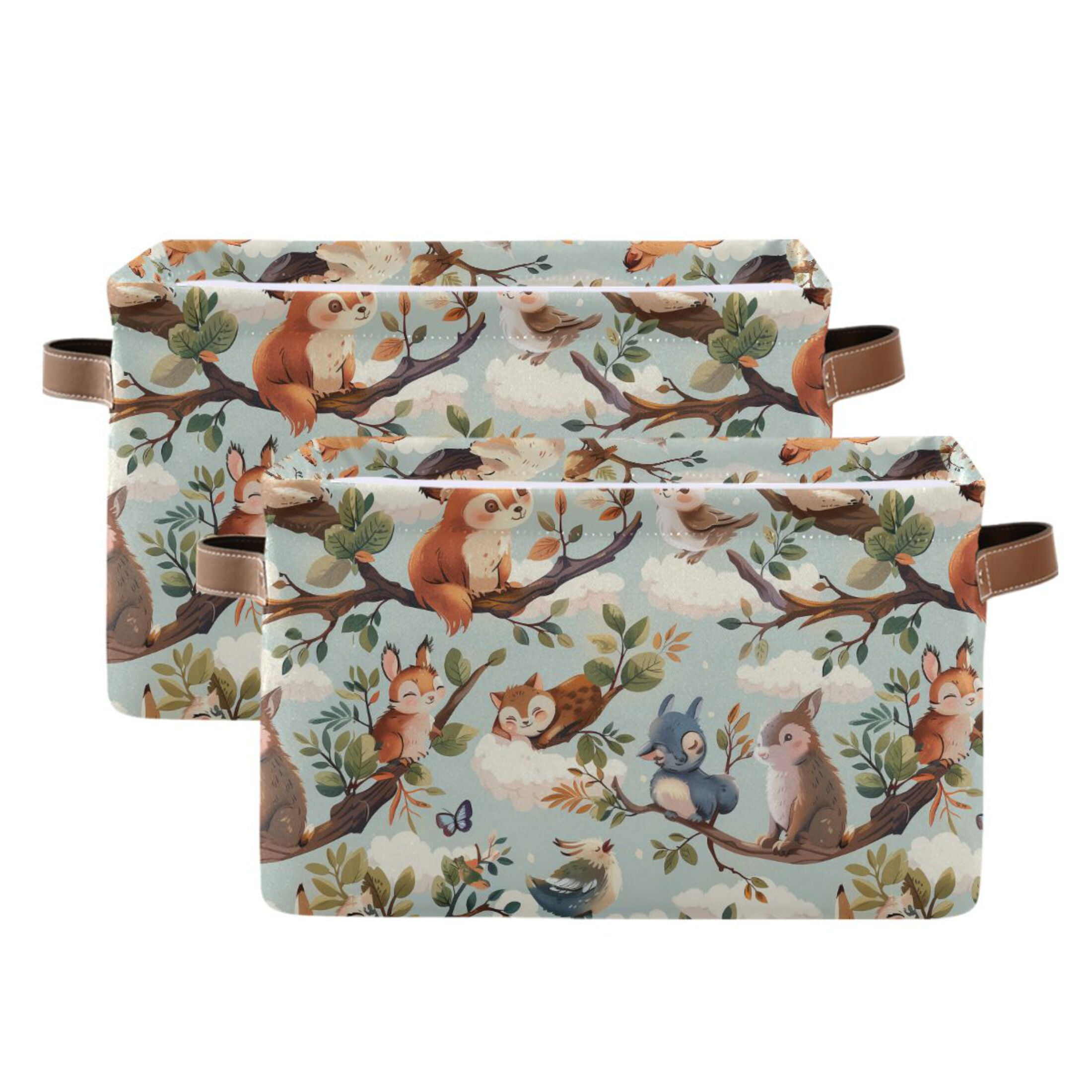 2 Pack Storage Bins with Handle Fabric Organizer Basket Foldable Box ...