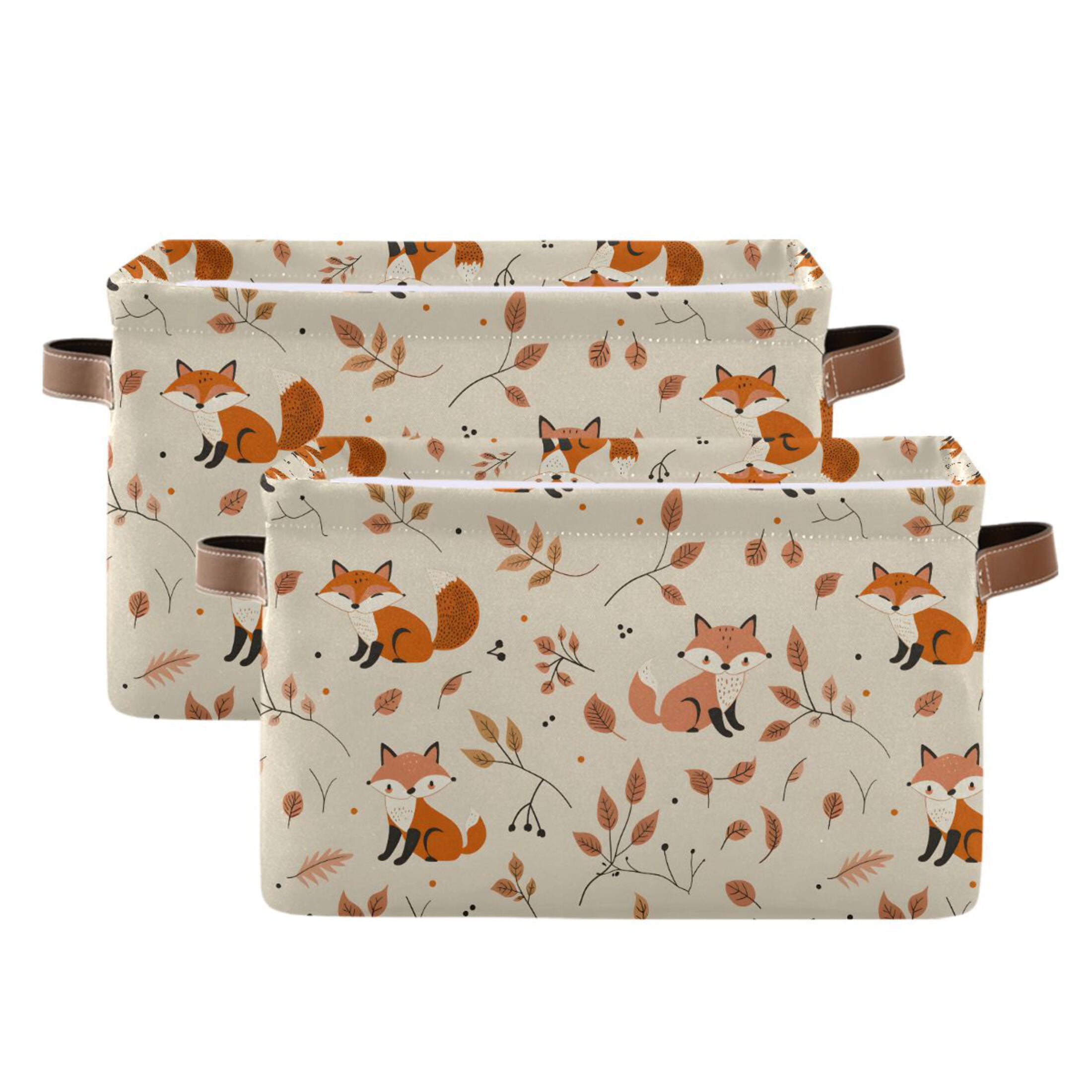 2 Pack Storage Bins with Handle Fabric Organizer Basket Foldable Box ...