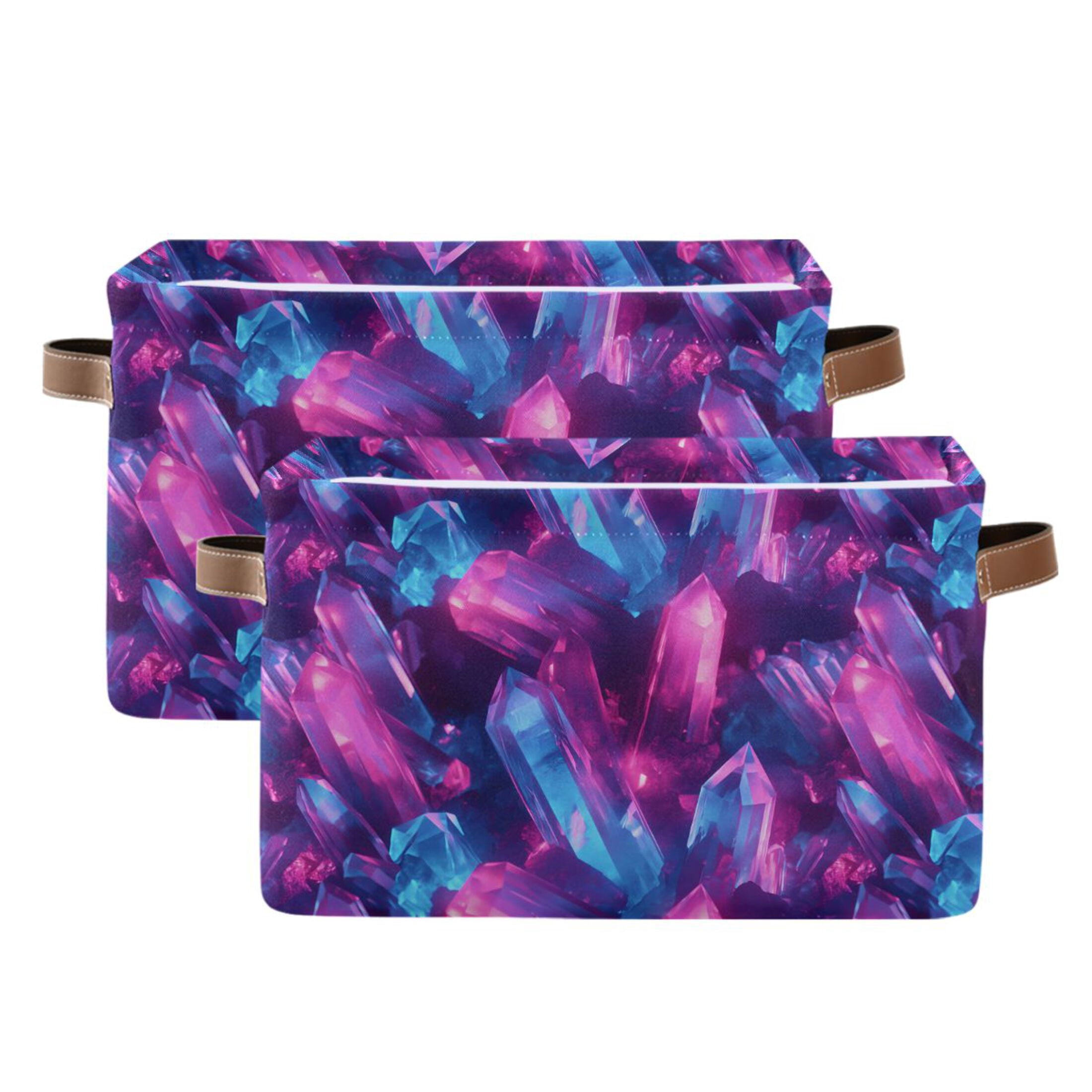 2 Pack Storage Bins with Handle Fabric Organizer Basket Foldable Box ...