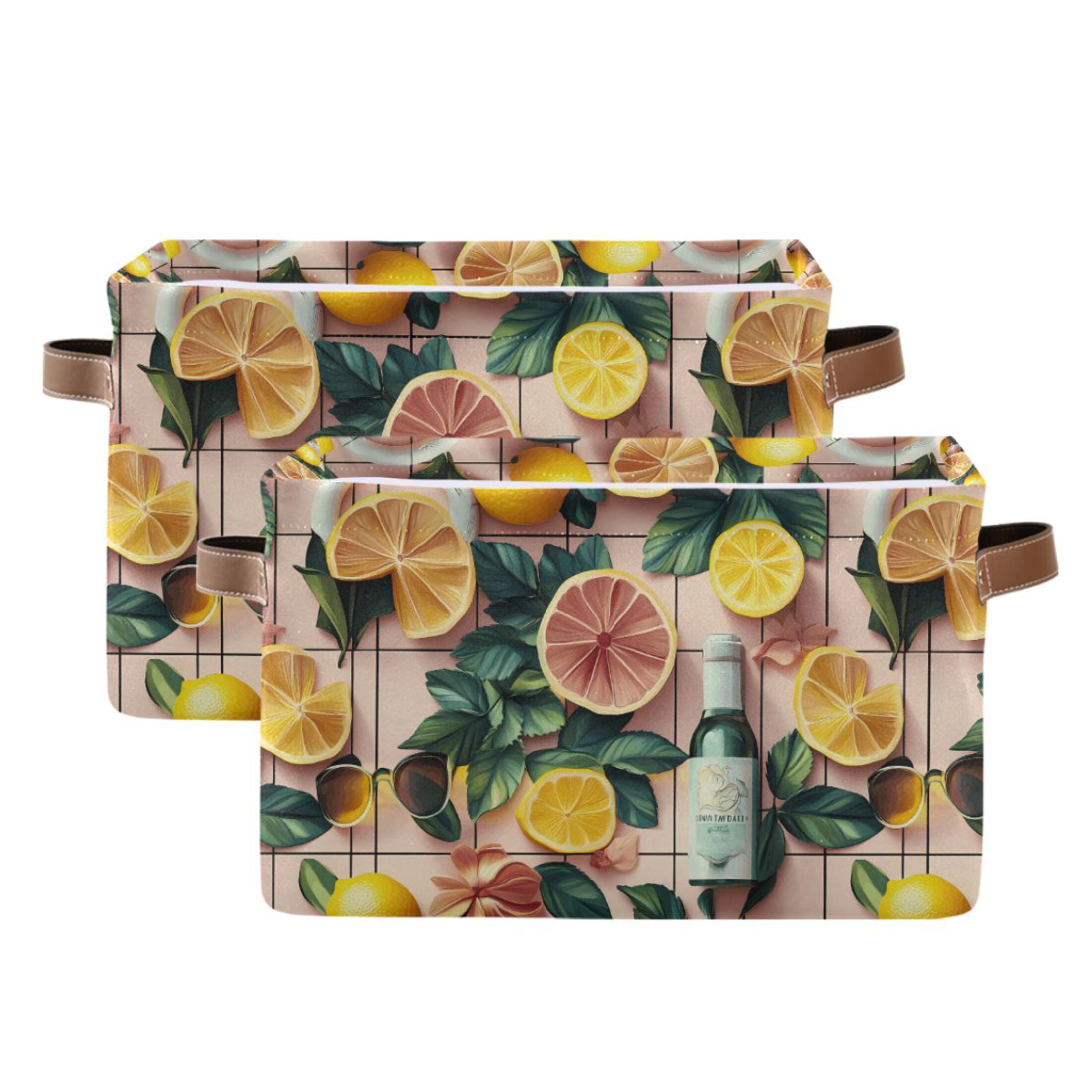 2 Pack Storage Bins with Handle Fabric Organizer Basket Foldable Box ...