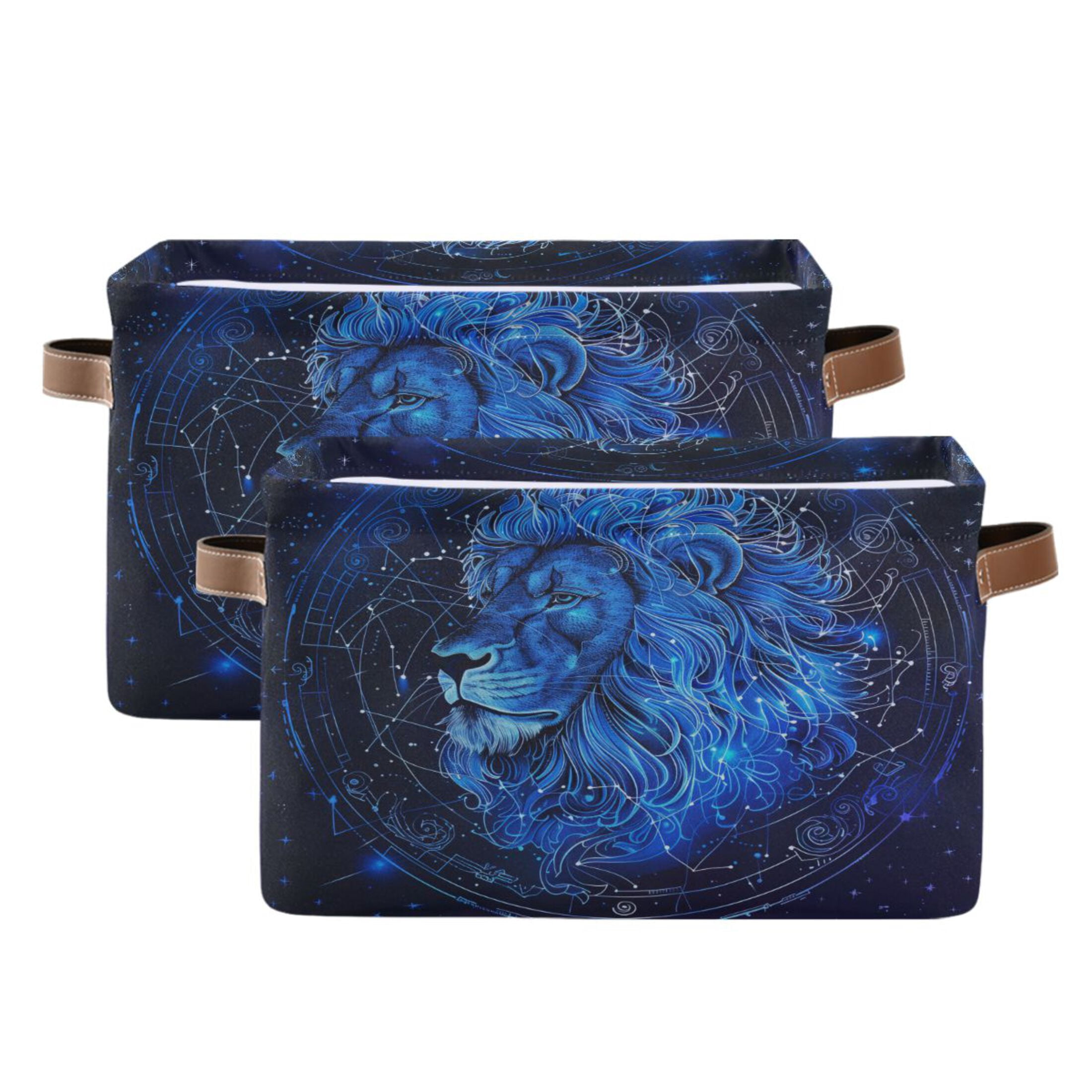 2 Pack Storage Bins with Handle Fabric Organizer Basket Foldable Box ...