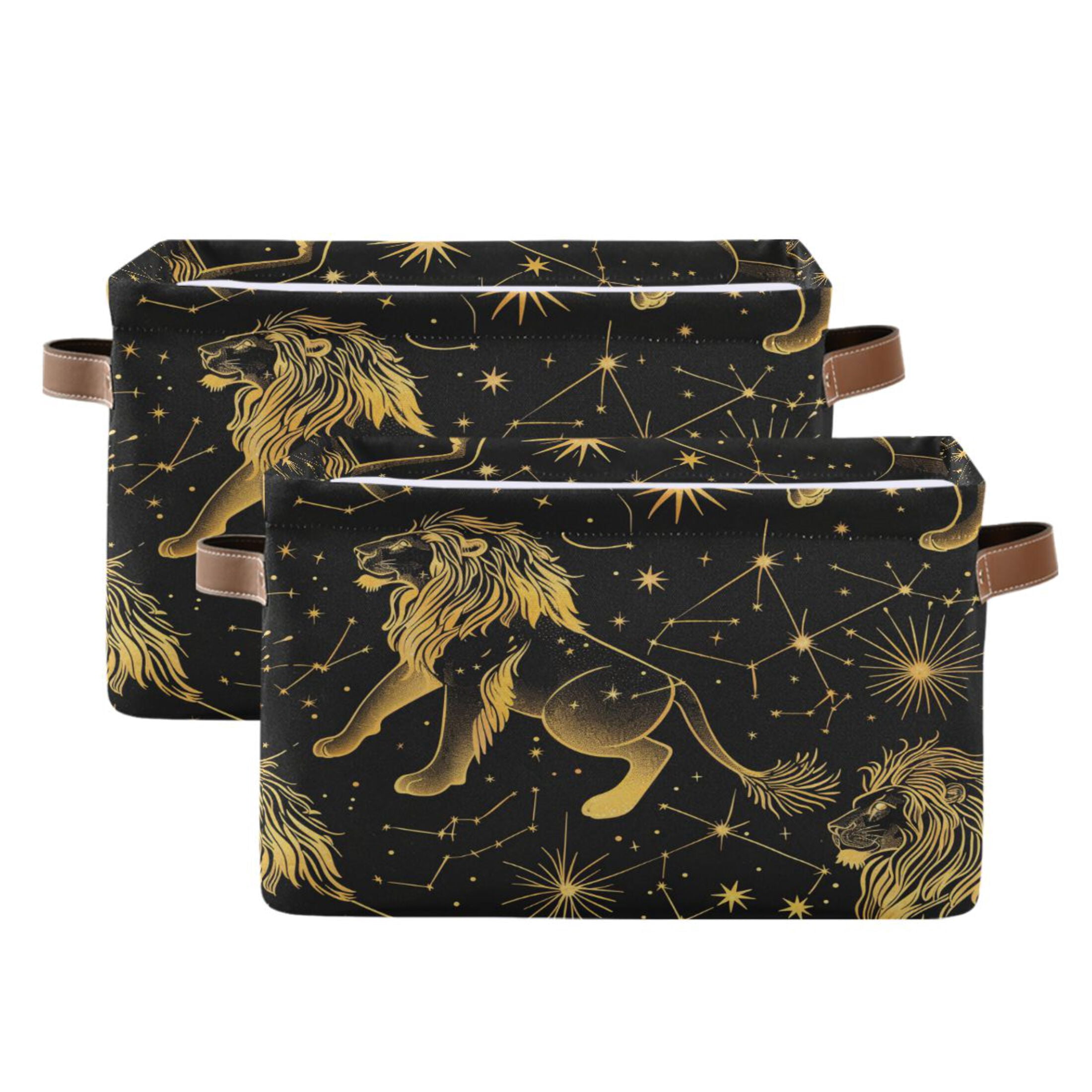 2 Pack Storage Bins with Handle Fabric Organizer Basket Foldable Box ...