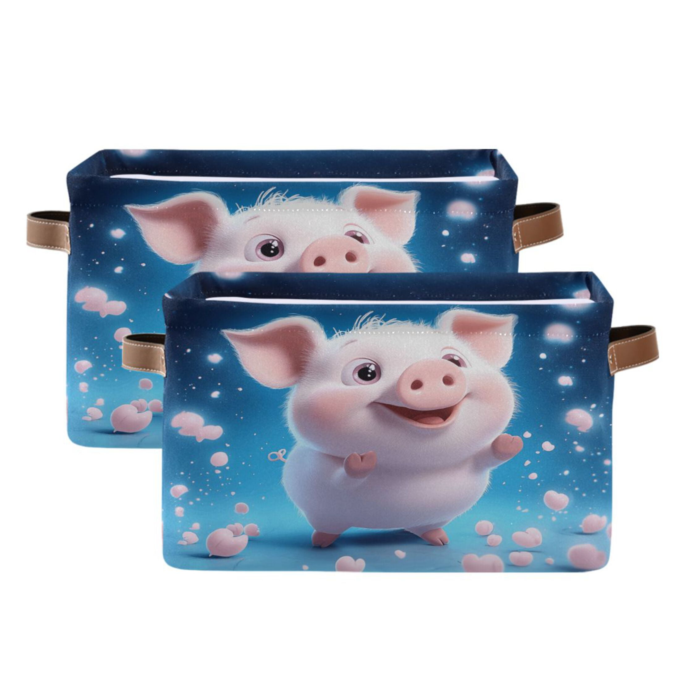 2 Pack Storage Bins with Handle Fabric Organizer Basket Foldable Box ...