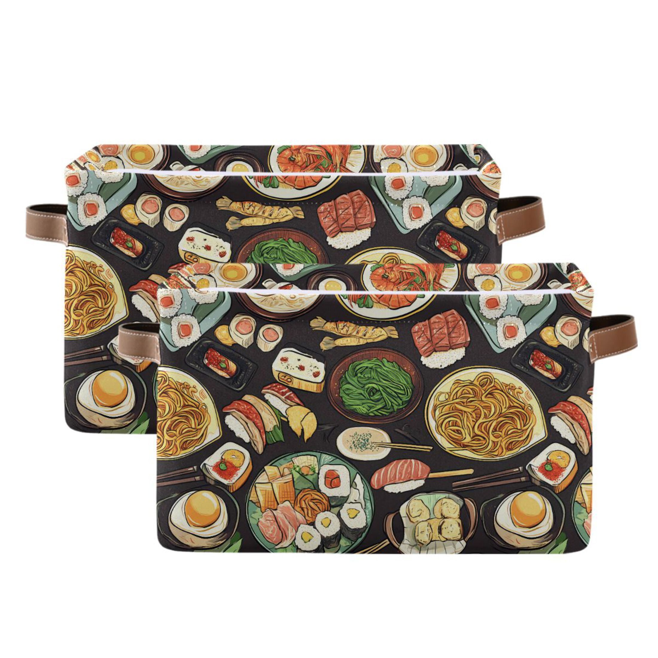 2 Pack Storage Bins with Handle Fabric Organizer Basket Foldable Box ...