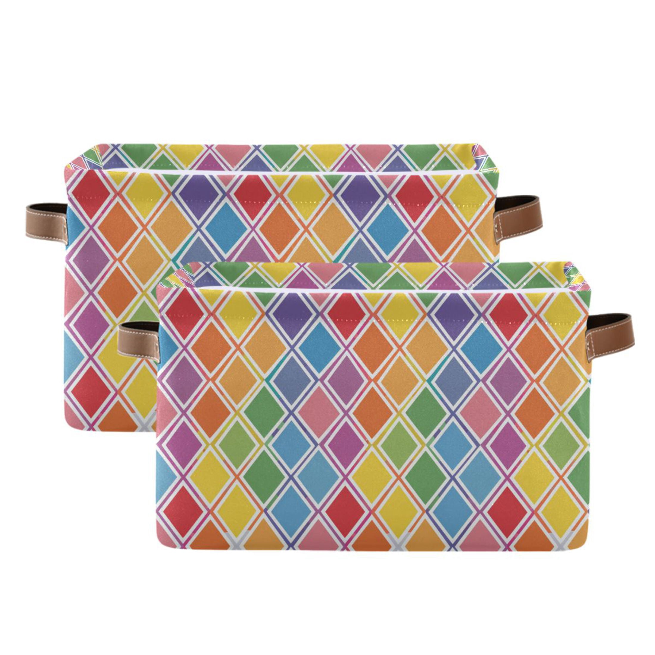 2 Pack Storage Bins with Handle Fabric Organizer Basket Foldable Box ...