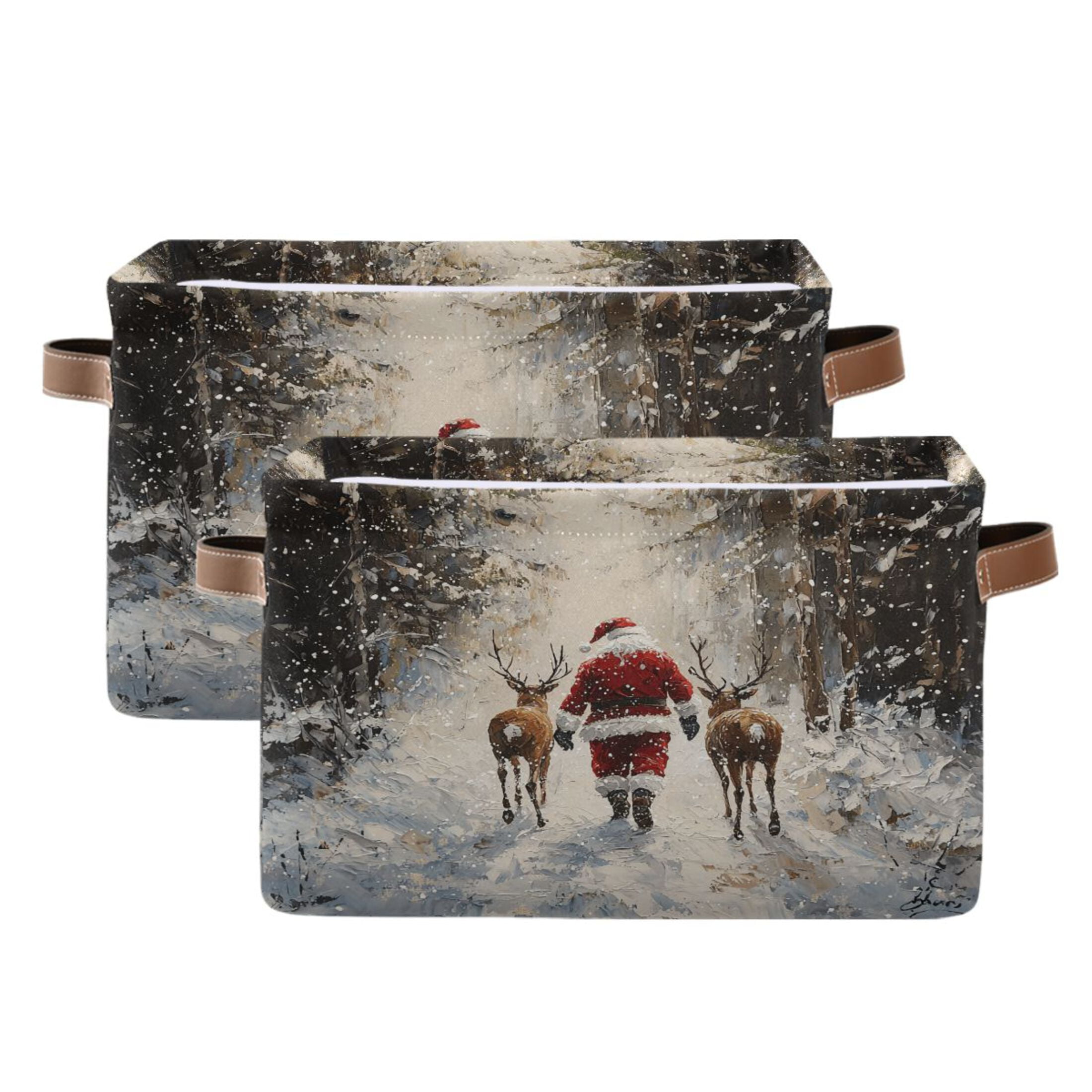 2 Pack Storage Bins with Handle Fabric Organizer Basket Foldable Box ...