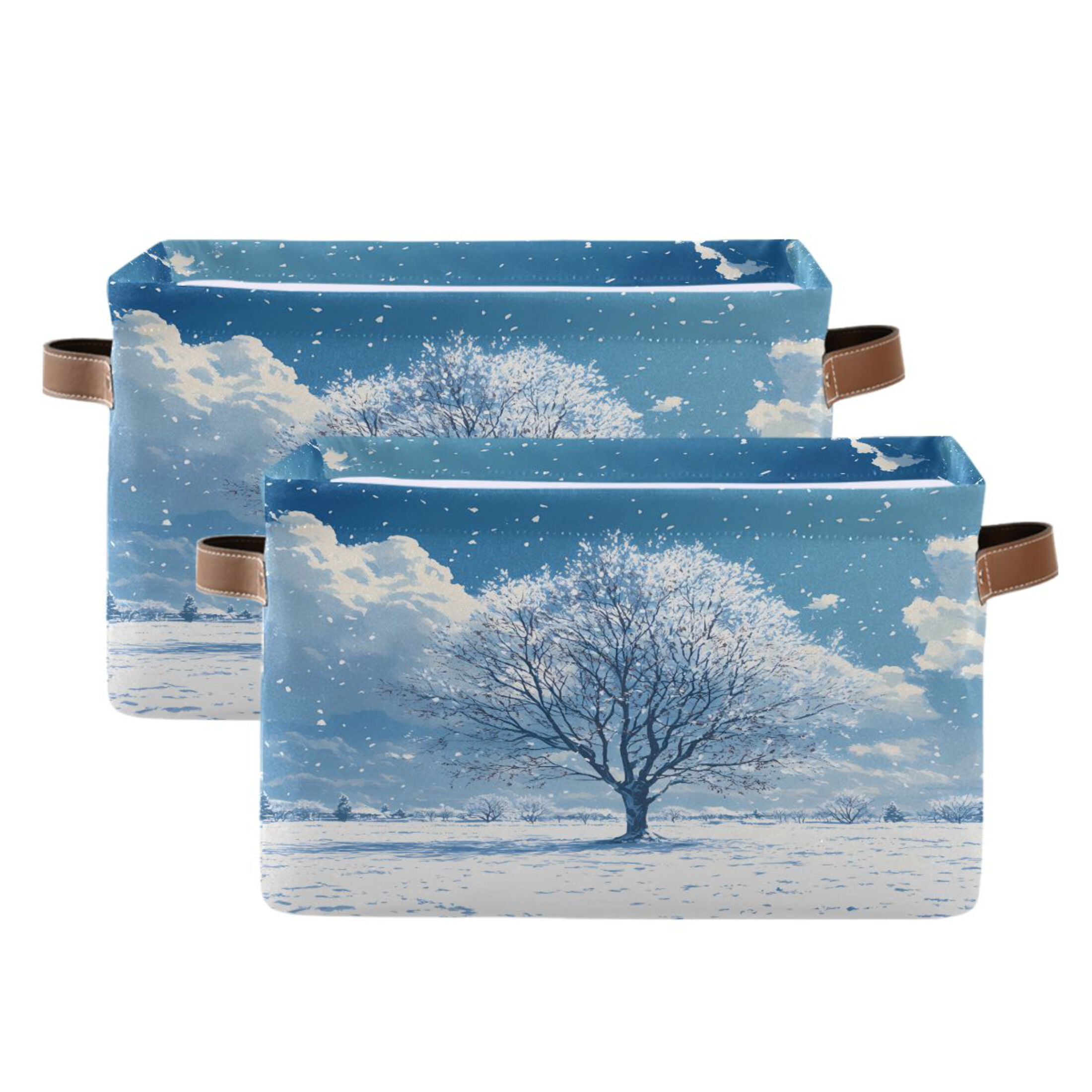 2 Pack Storage Bins with Handle Fabric Organizer Basket Foldable Box ...