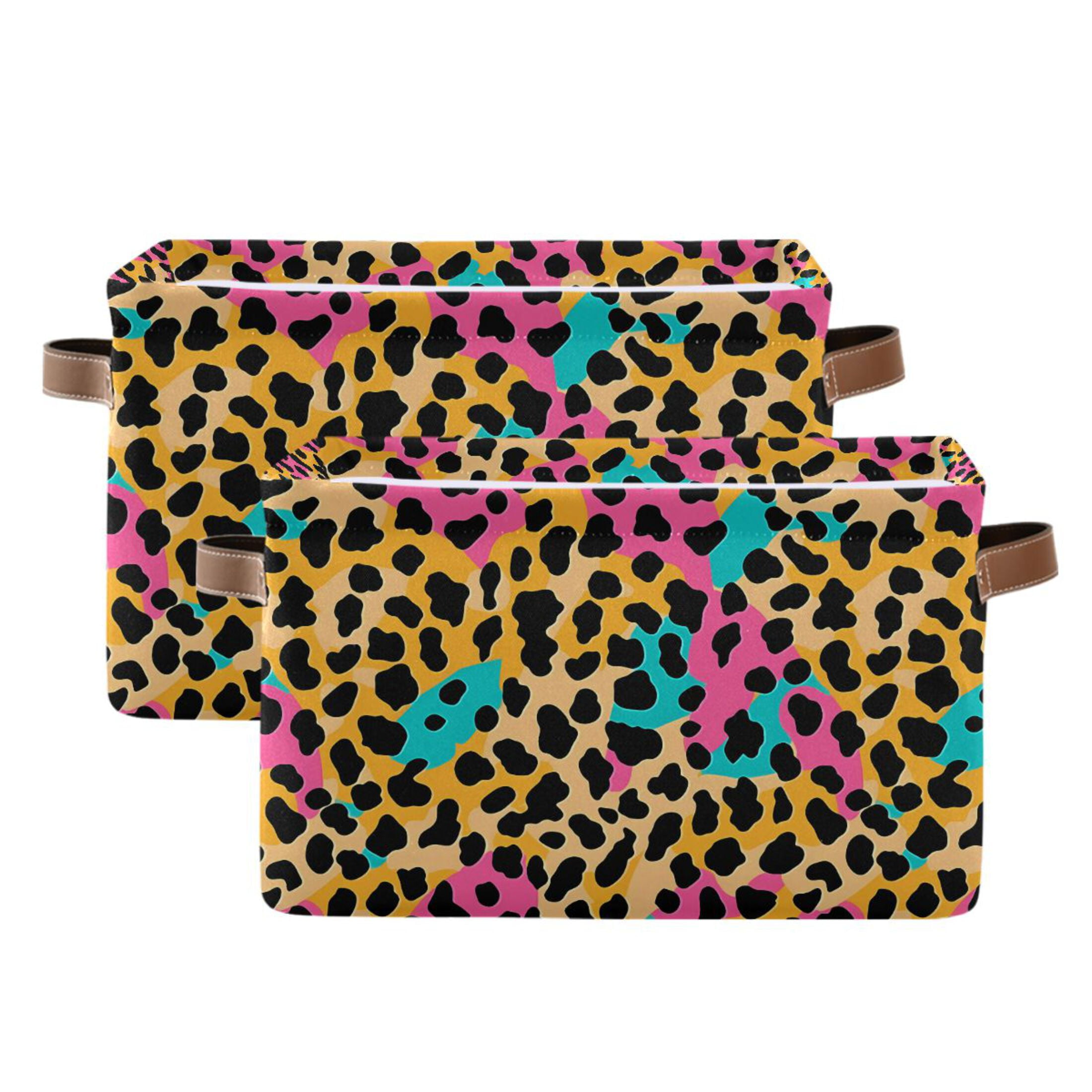 2 Pack Storage Bins with Handle Fabric Organizer Basket Foldable Box ...