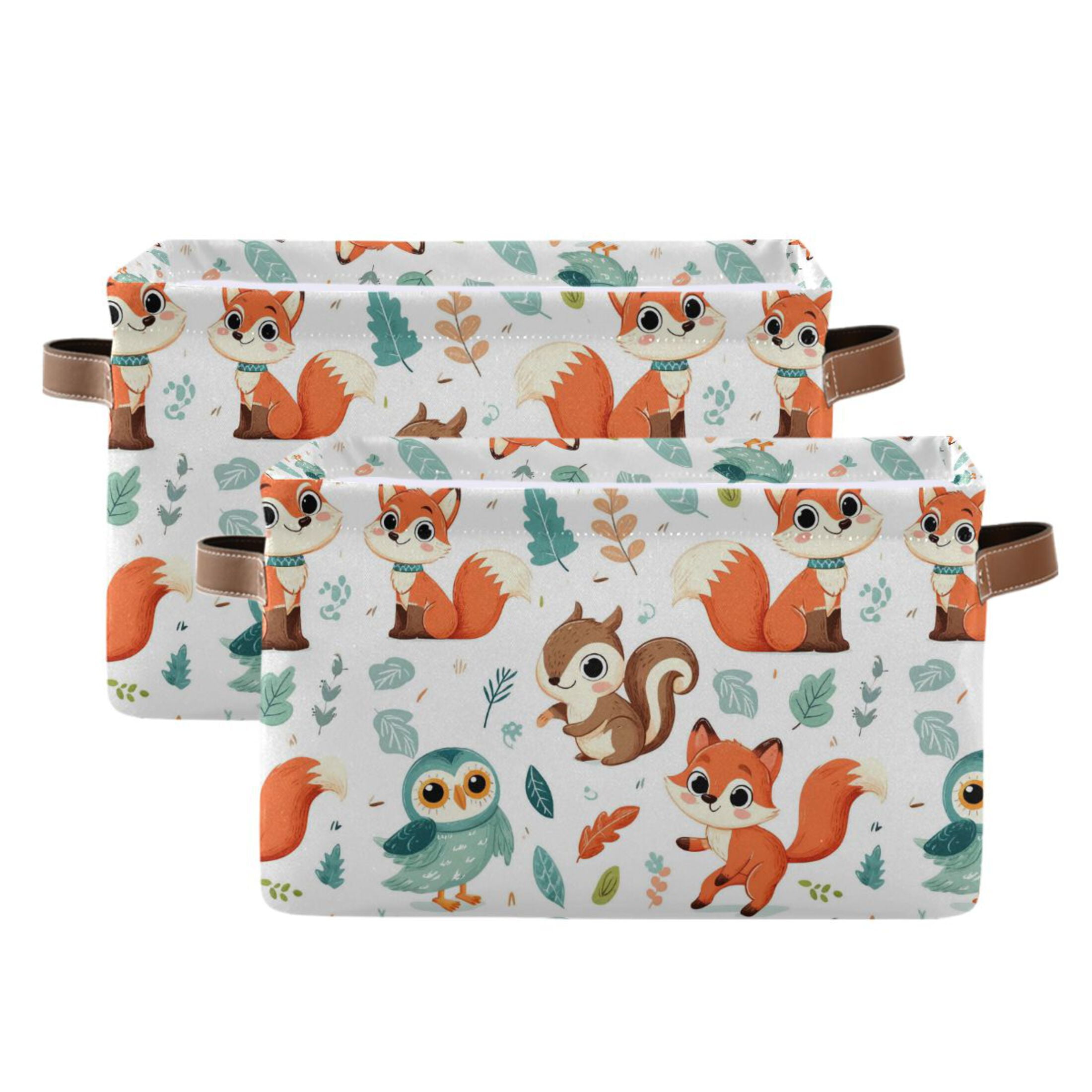 2 Pack Storage Bins with Handle Fabric Organizer Basket Foldable Box ...