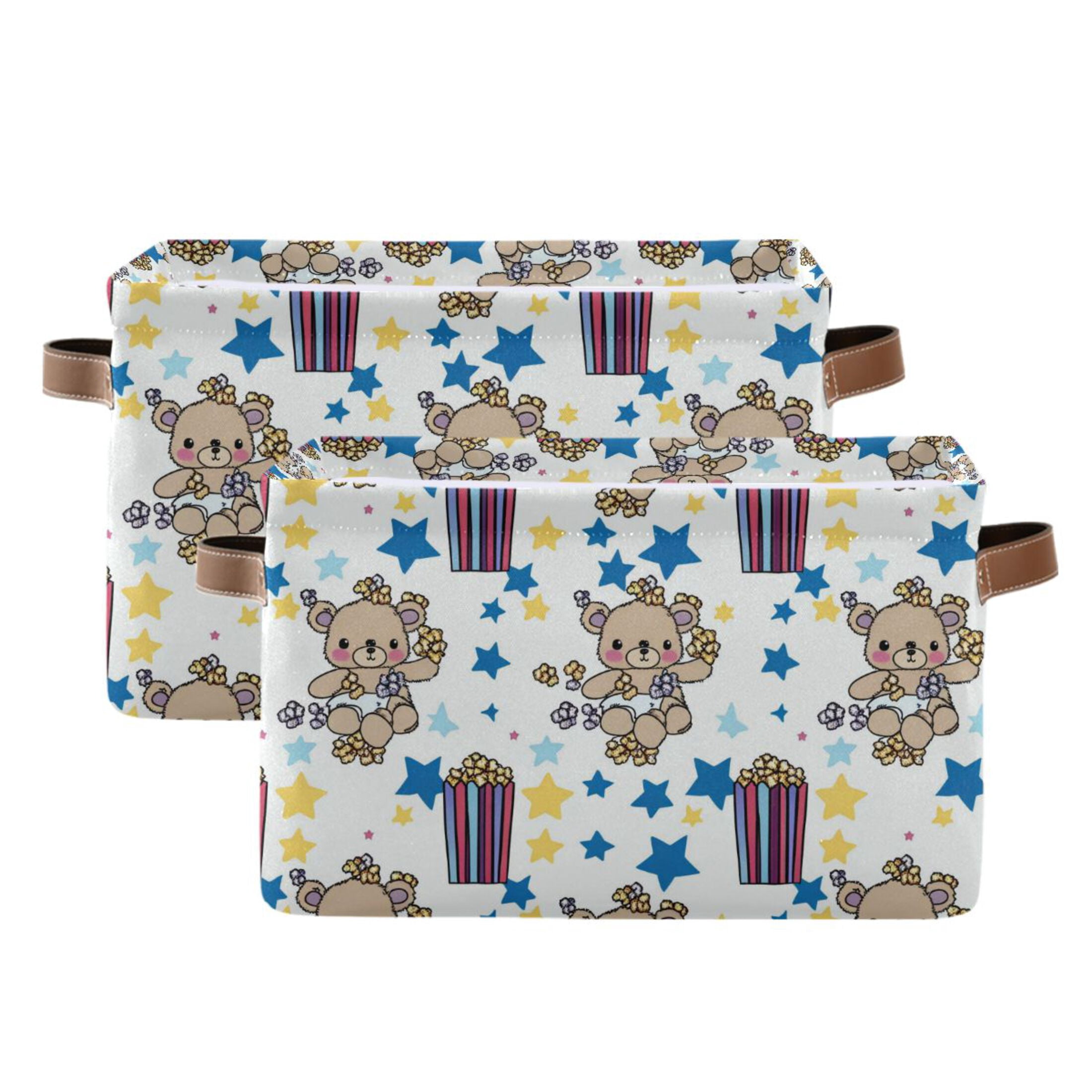 2 Pack Storage Bins with Handle Fabric Organizer Basket Foldable Box ...