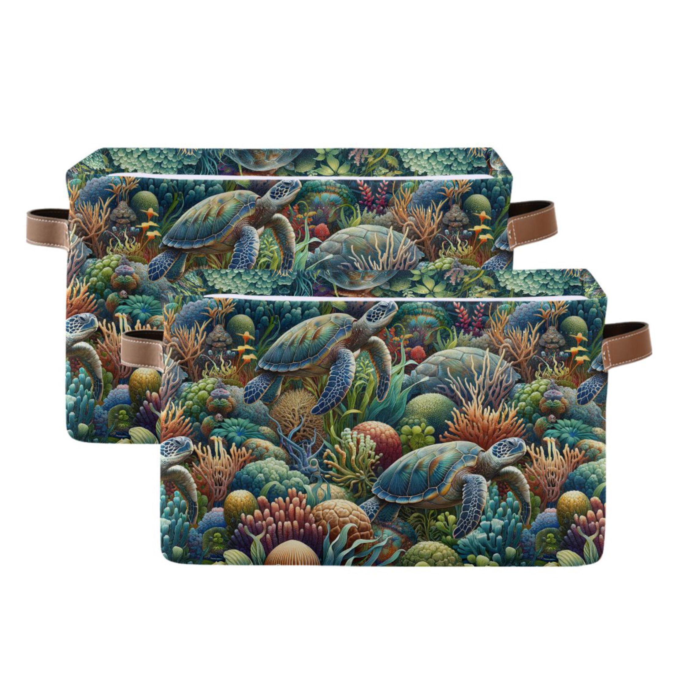 2 Pack Storage Bins with Handle Fabric Organizer Basket Foldable Box ...