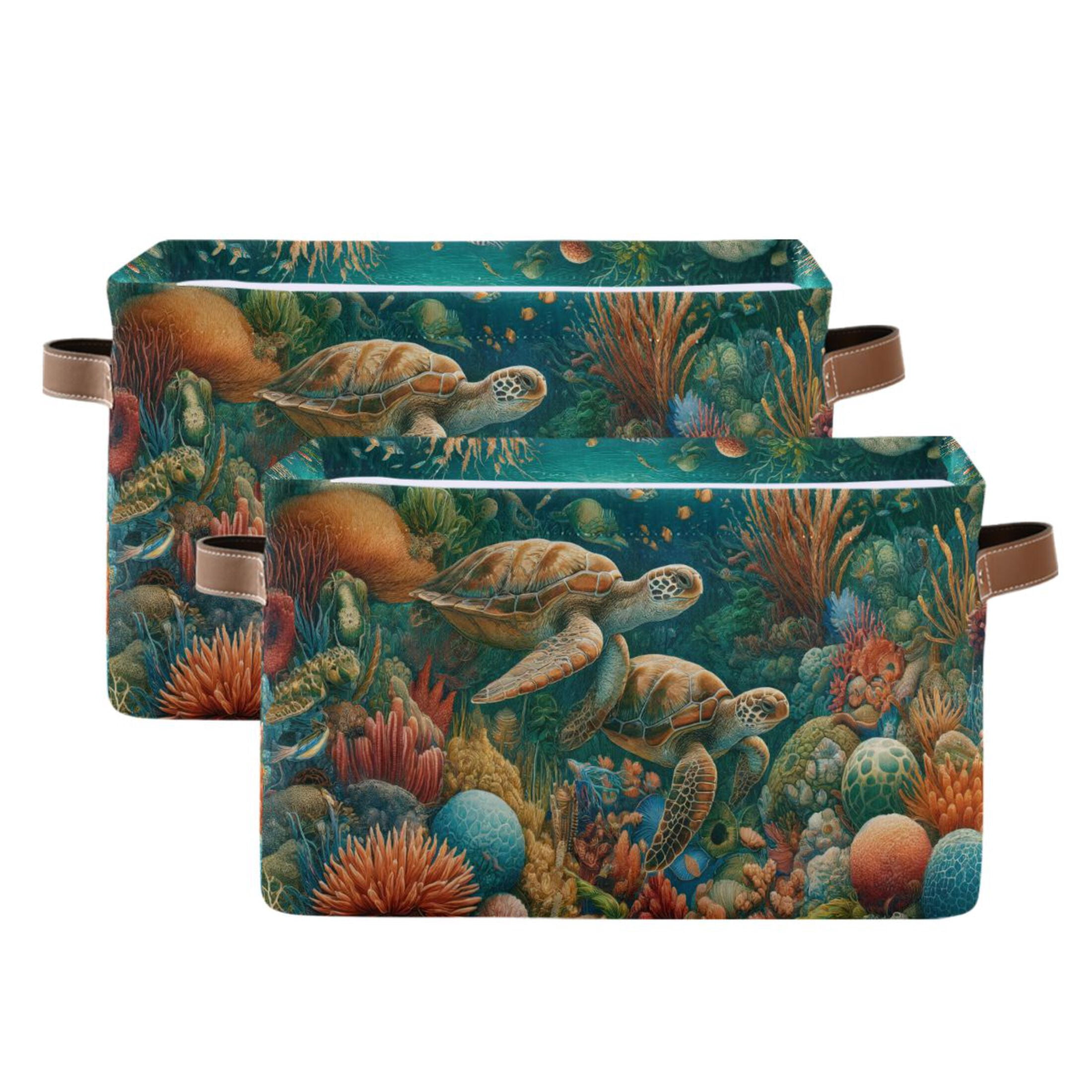 2 Pack Storage Bins with Handle Fabric Organizer Basket Foldable Box ...