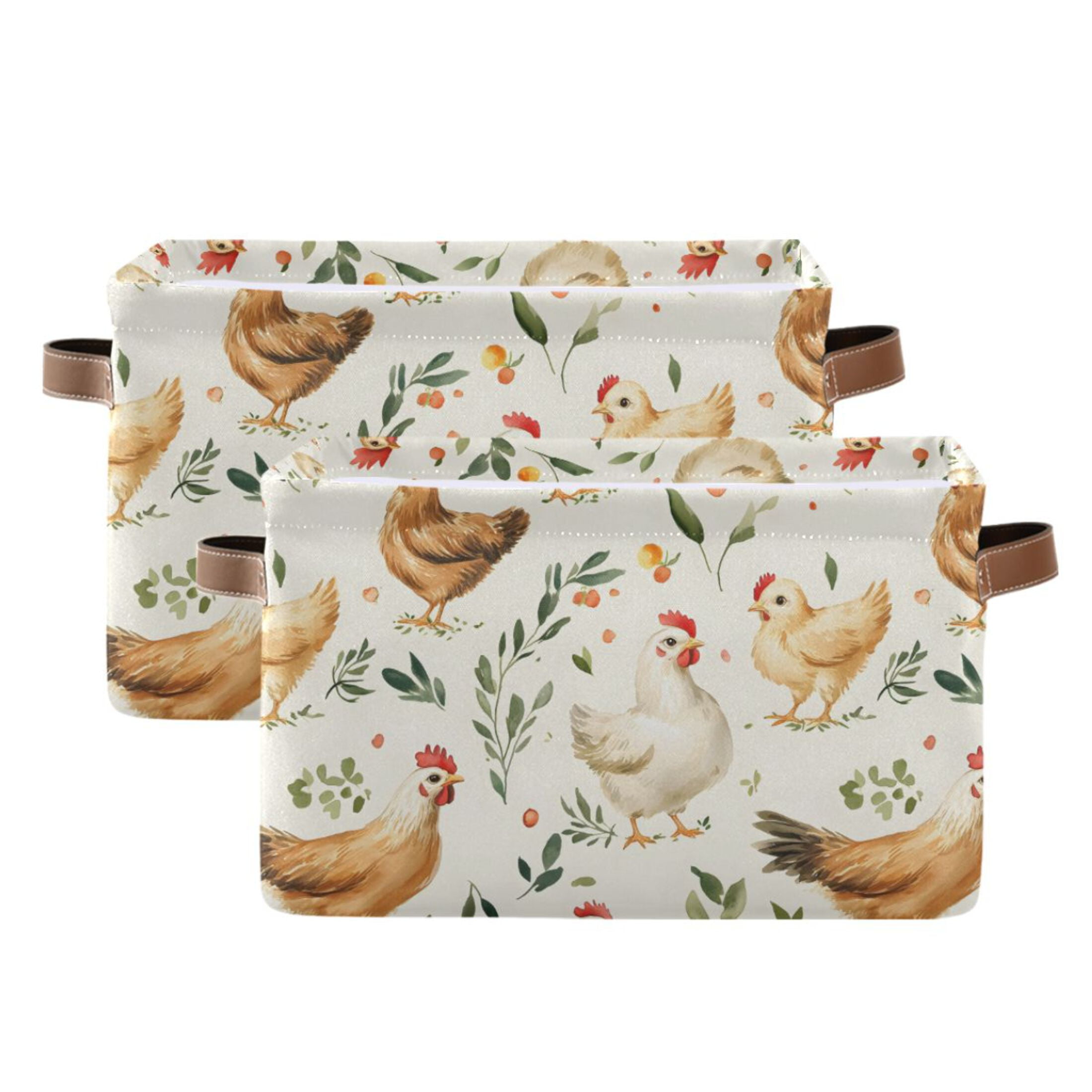 2 Pack Storage Bins with Handle Fabric Organizer Basket Foldable Box ...