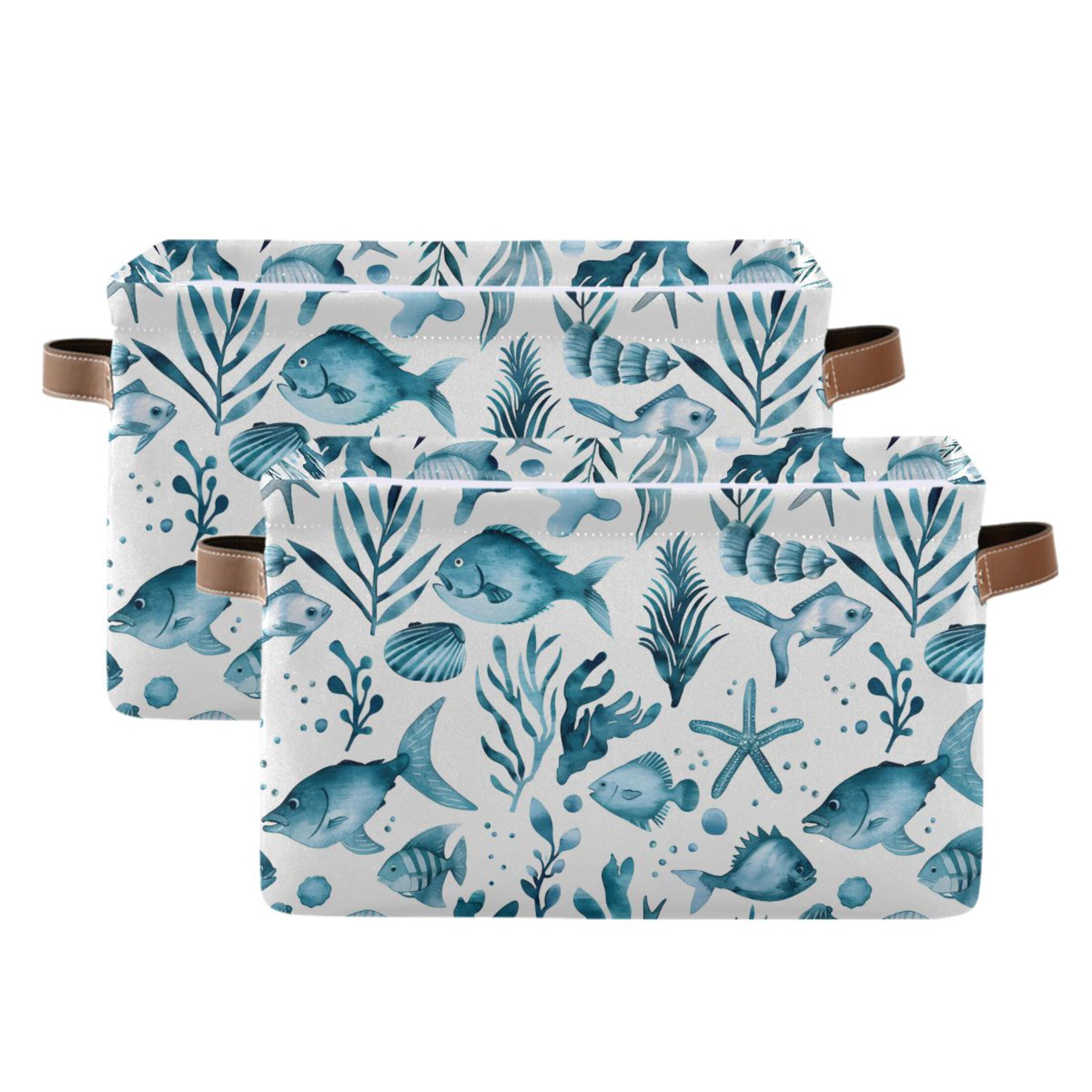 2 Pack Storage Bins with Handle Fabric Organizer Basket Foldable Box ...