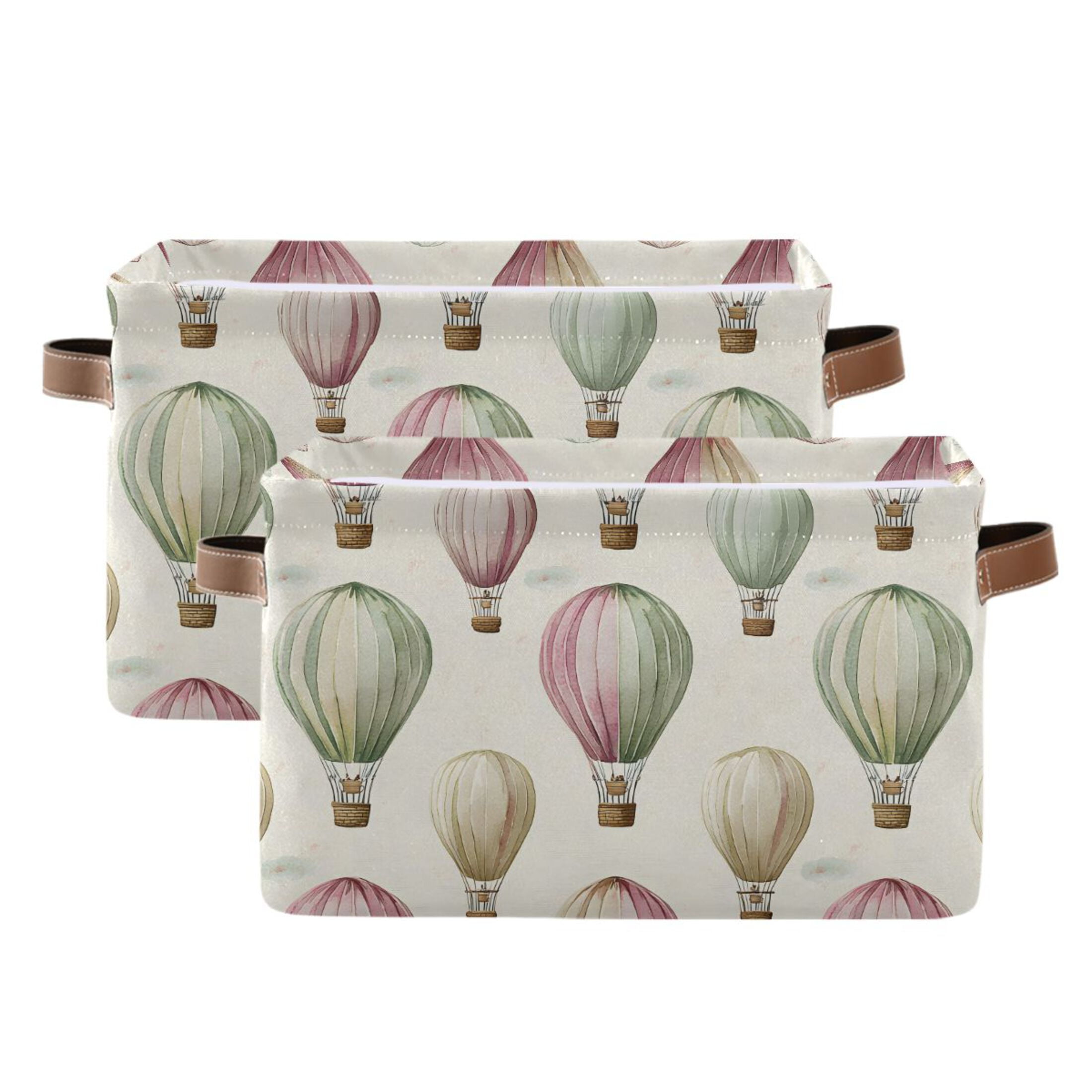 2 Pack Storage Bins with Handle Fabric Organizer Basket Foldable Box ...