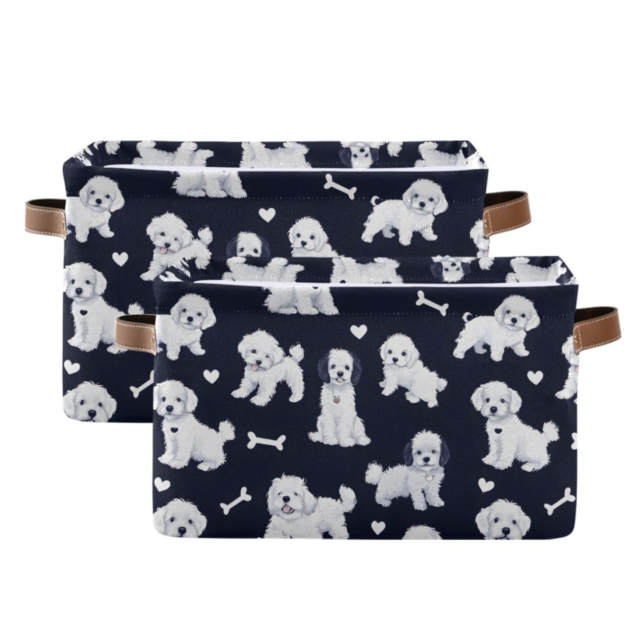 2 Pack Storage Bins with Handle Fabric Organizer Basket Foldable Box ...