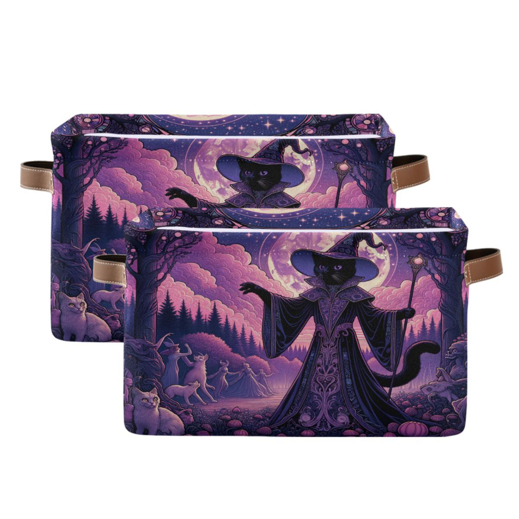 2 Pack Storage Bins with Handle Fabric Organizer Basket Foldable Box ...