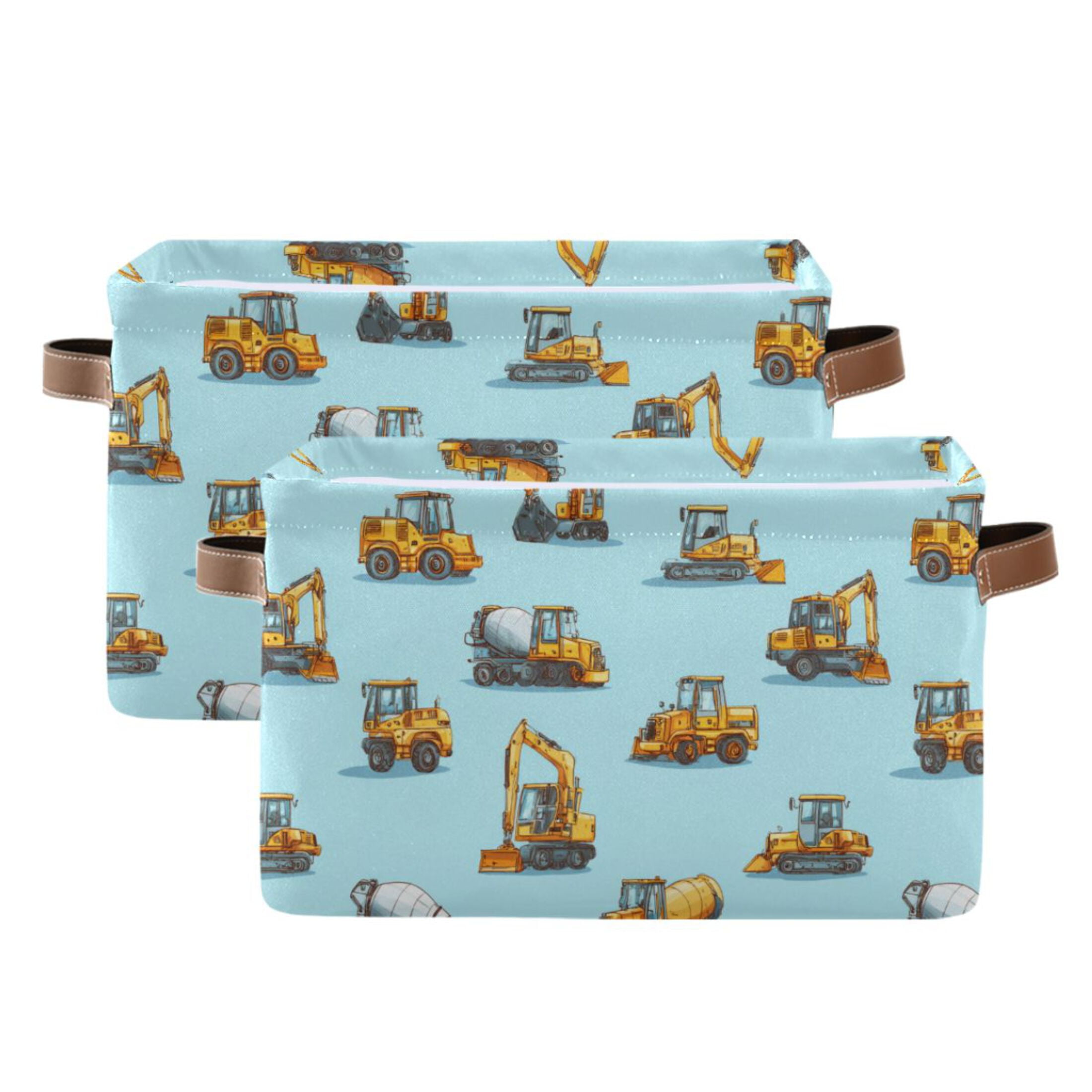 2 Pack Storage Bins with Handle Fabric Organizer Basket Foldable Box ...