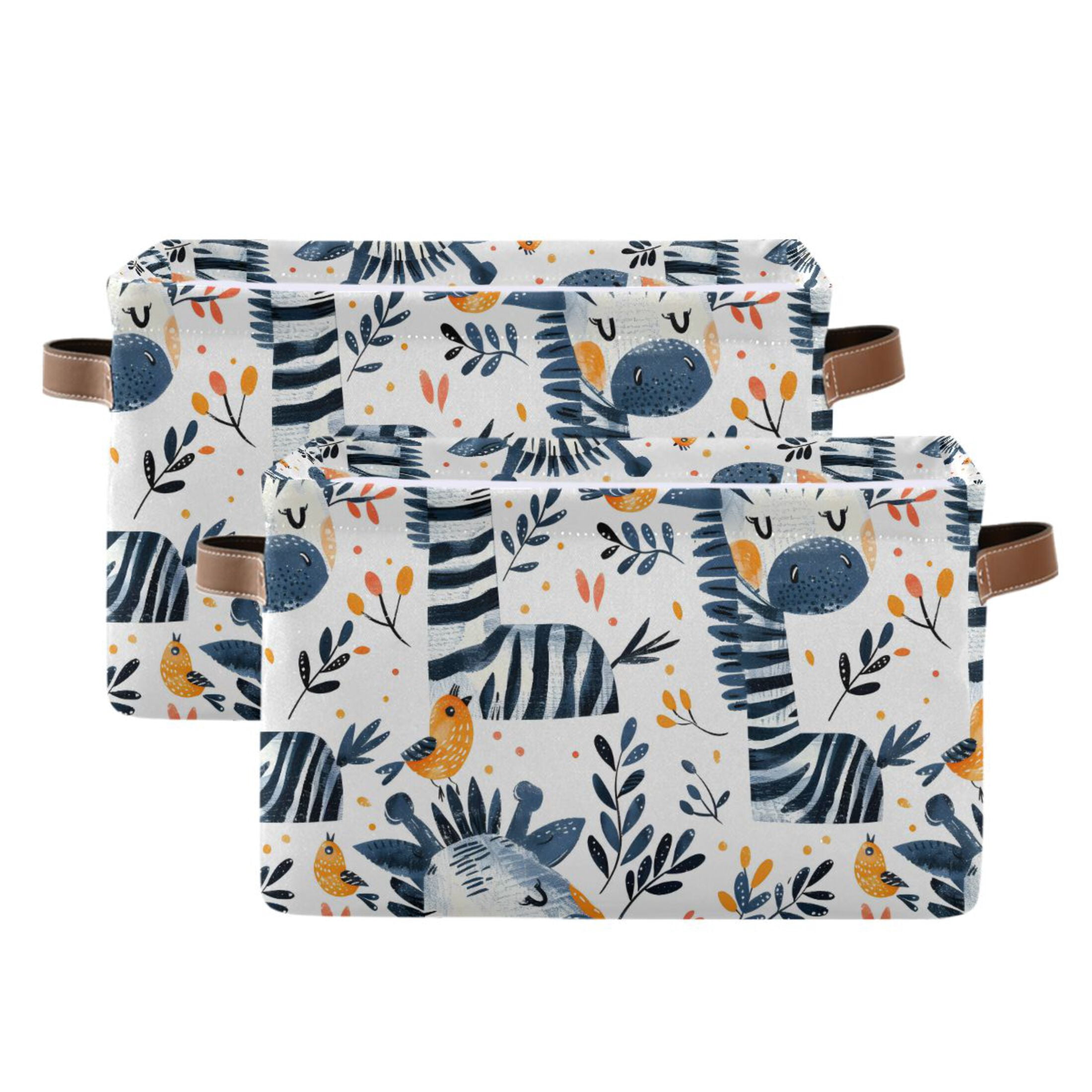 2 Pack Storage Bins with Handle Fabric Organizer Basket Foldable Box ...