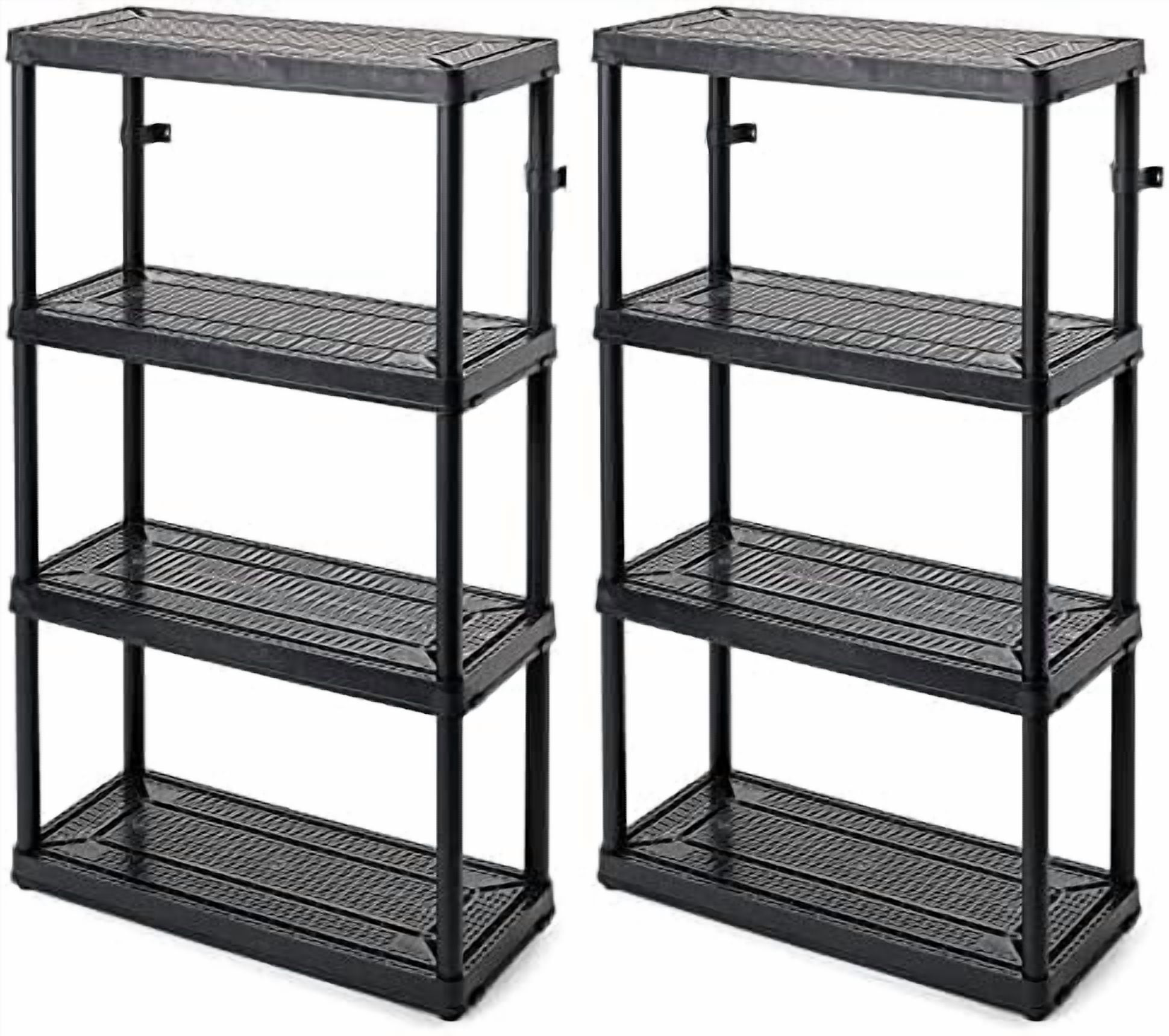 2 Pack Storage Rack, 4 Shelf Fixed Height Medium Duty Unit, Black ...