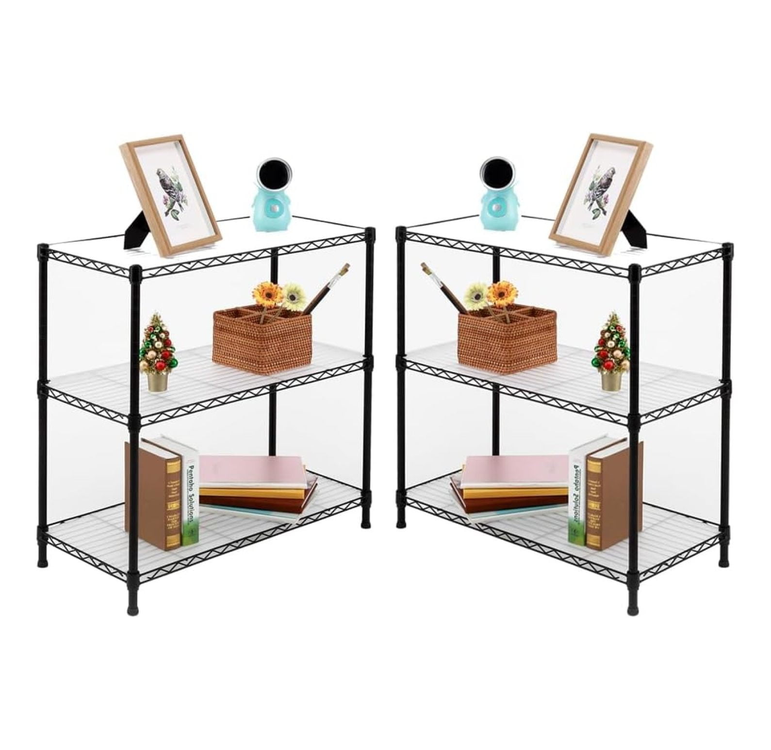 2-Pack Storage Shelves, 3-Shelf Shelving Unit with 3-Shelf Liners ...