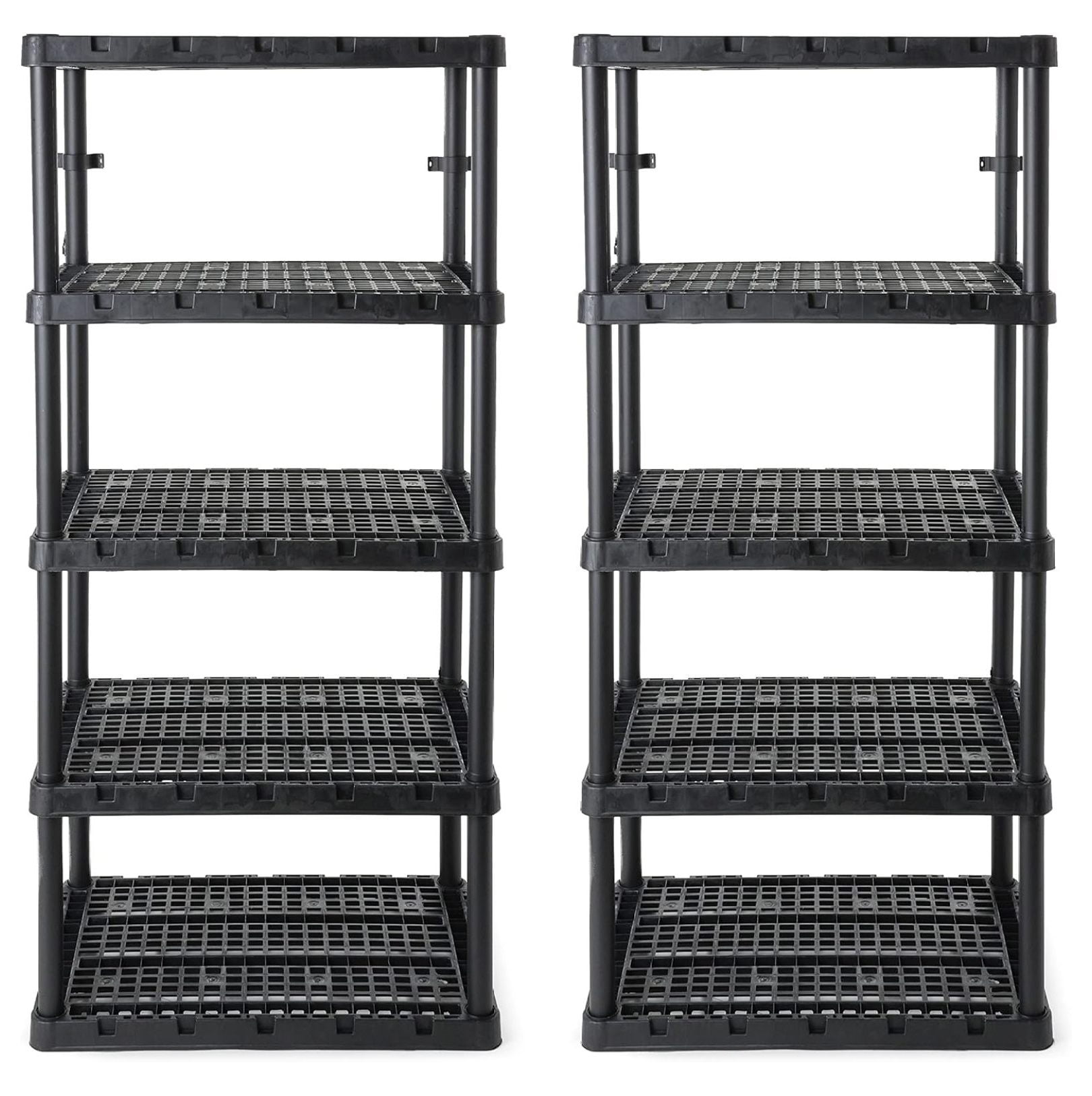 2-Pack Storage Shelving, Heavy-Duty Knect-A-Shelf, 5 Shelves, Black ...