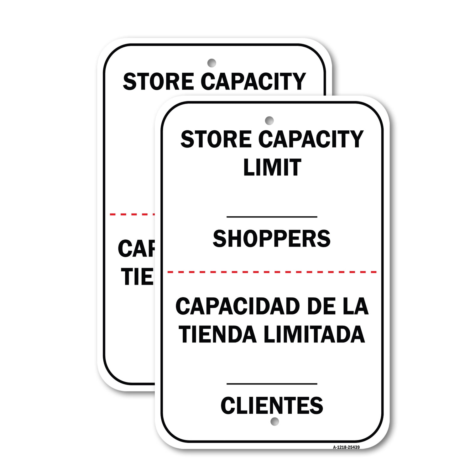(2 Pack) Store Capacity Limit Shoppers Spanish | 18" X 24" Heavy-Gauge ...