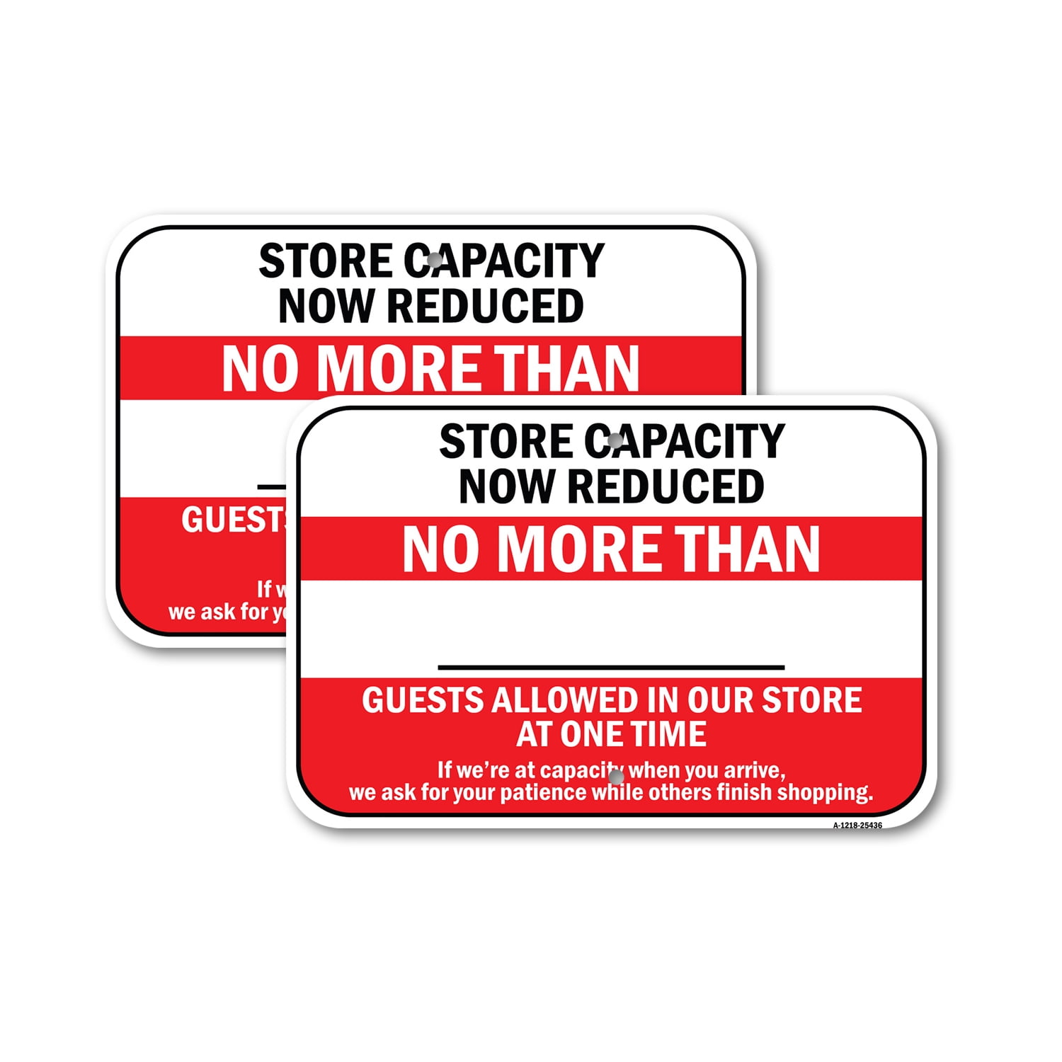 (2 Pack) Store Capacity Now Reduced No More Than | 12" X 18" Heavy ...
