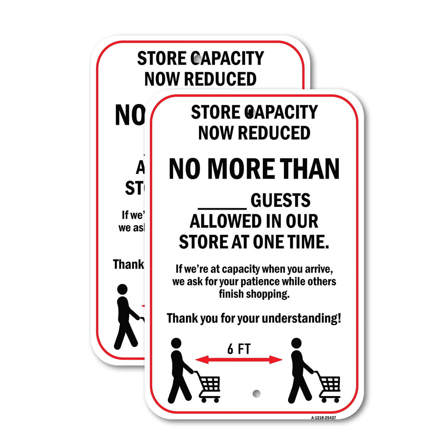 (2 Pack) Store Capacity Now Reduced No More Than 2 | 12" X 18" Heavy ...