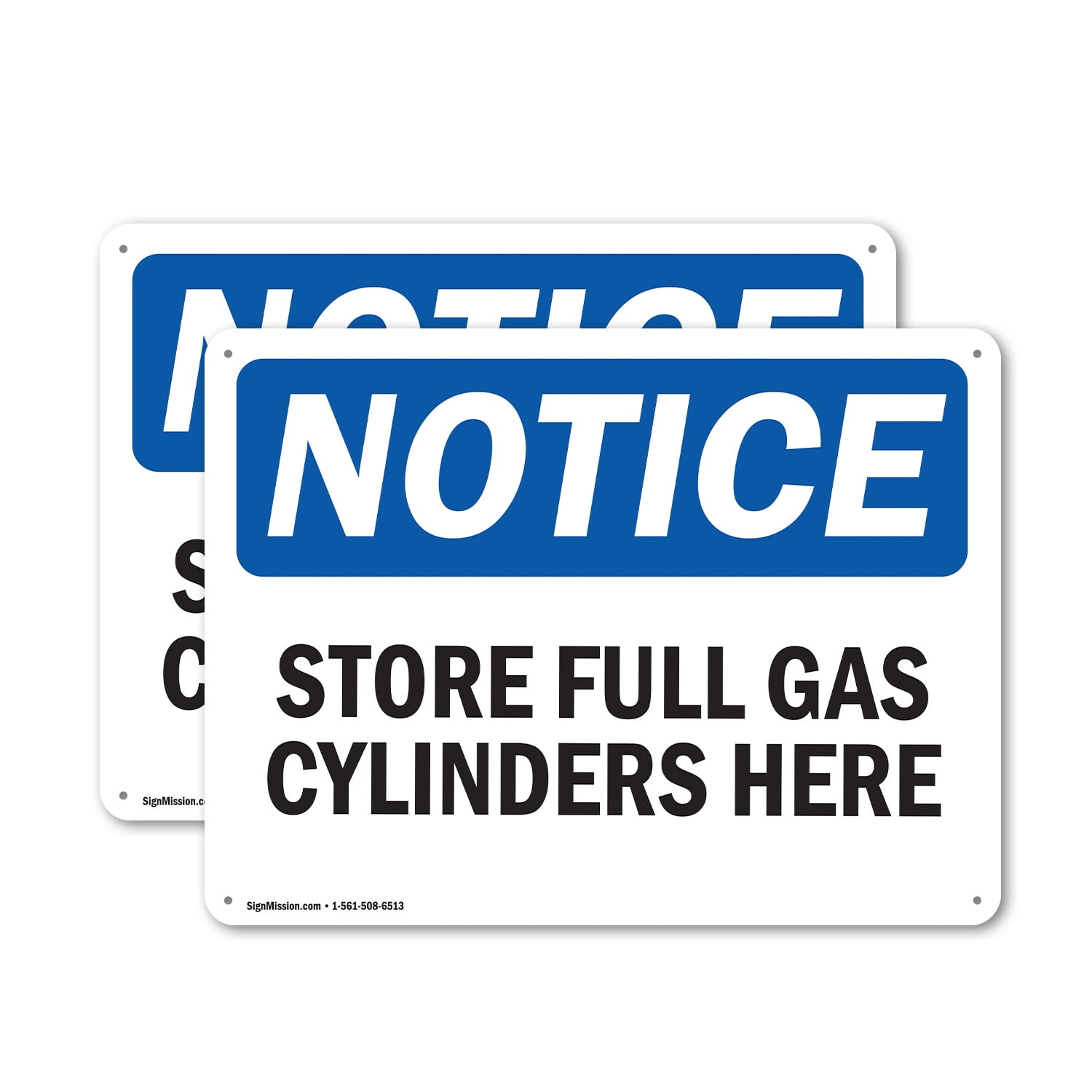 (2 Pack) Store Full Gas Cylinders Here OSHA Notice Sign 10 Inch X 7 ...