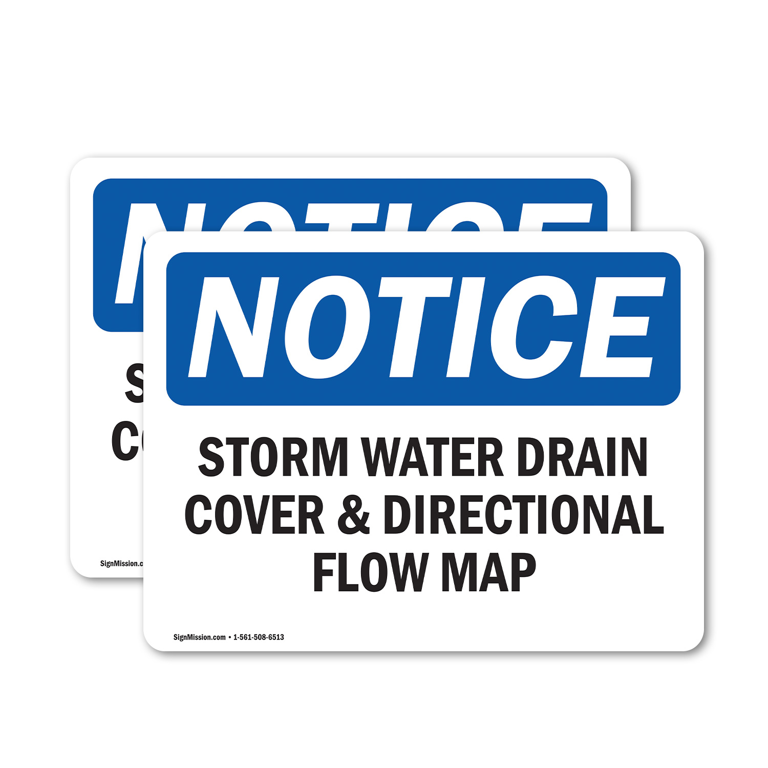 (2 Pack) Storm Water Drain Cover & Directional Flow Map OSHA Notice ...