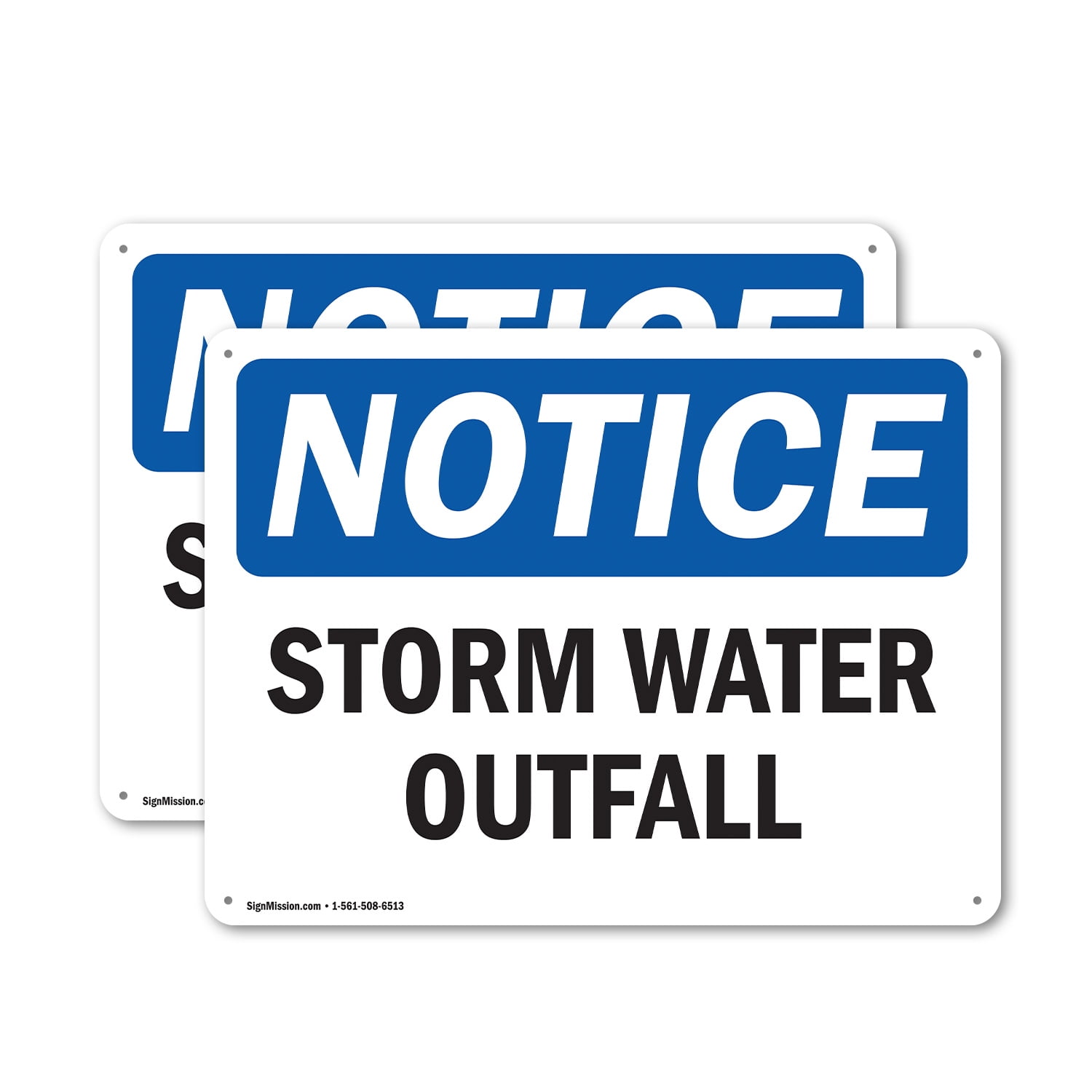 (2 Pack) Storm Water Outfall OSHA Notice Sign 18 Inch X 12 Inch Indoor ...